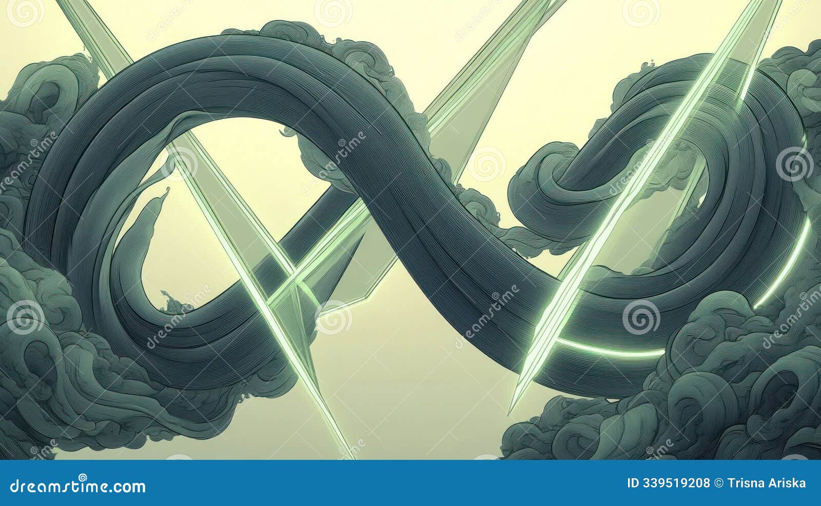 A Stylized Infinity Symbol Entwined with Clouds and Sharp Lines ...