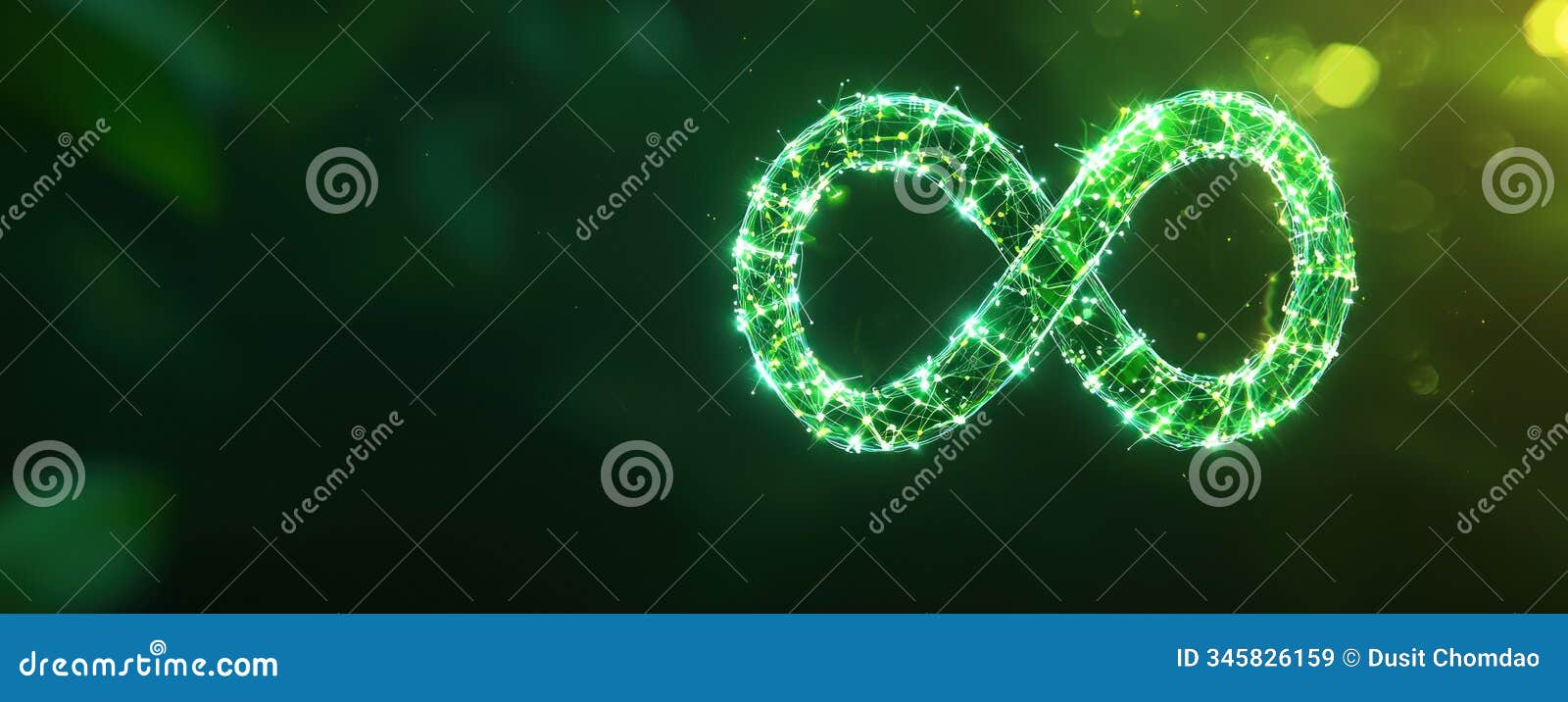 Stylized Infinity Symbol Glowing with Green Lights and Sparkles Stock ...