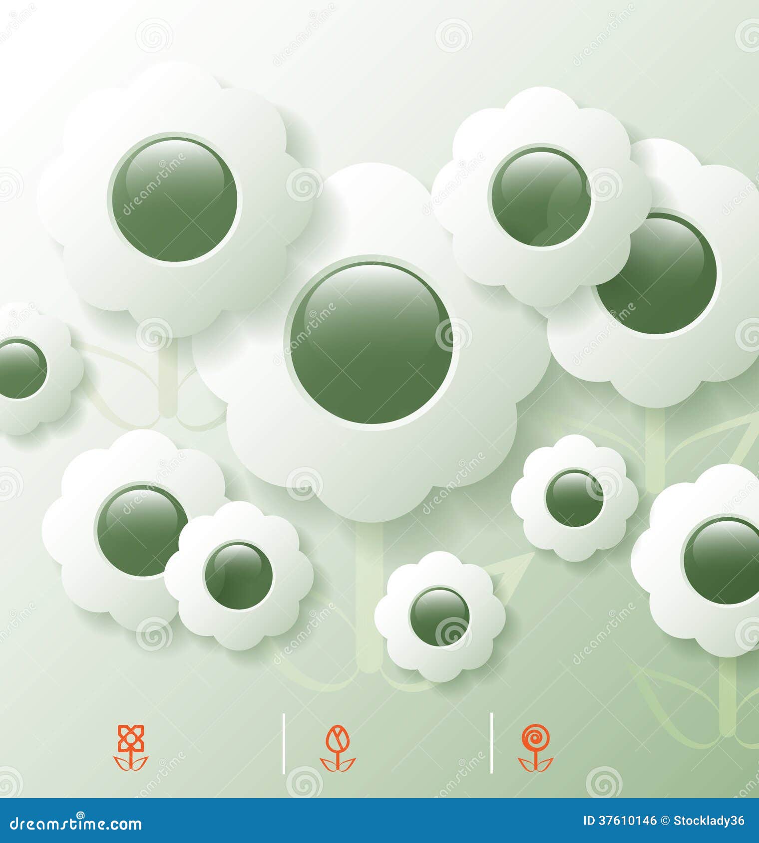 Stylized Infographic Template with Flower Bubbles Stock Illustration ...