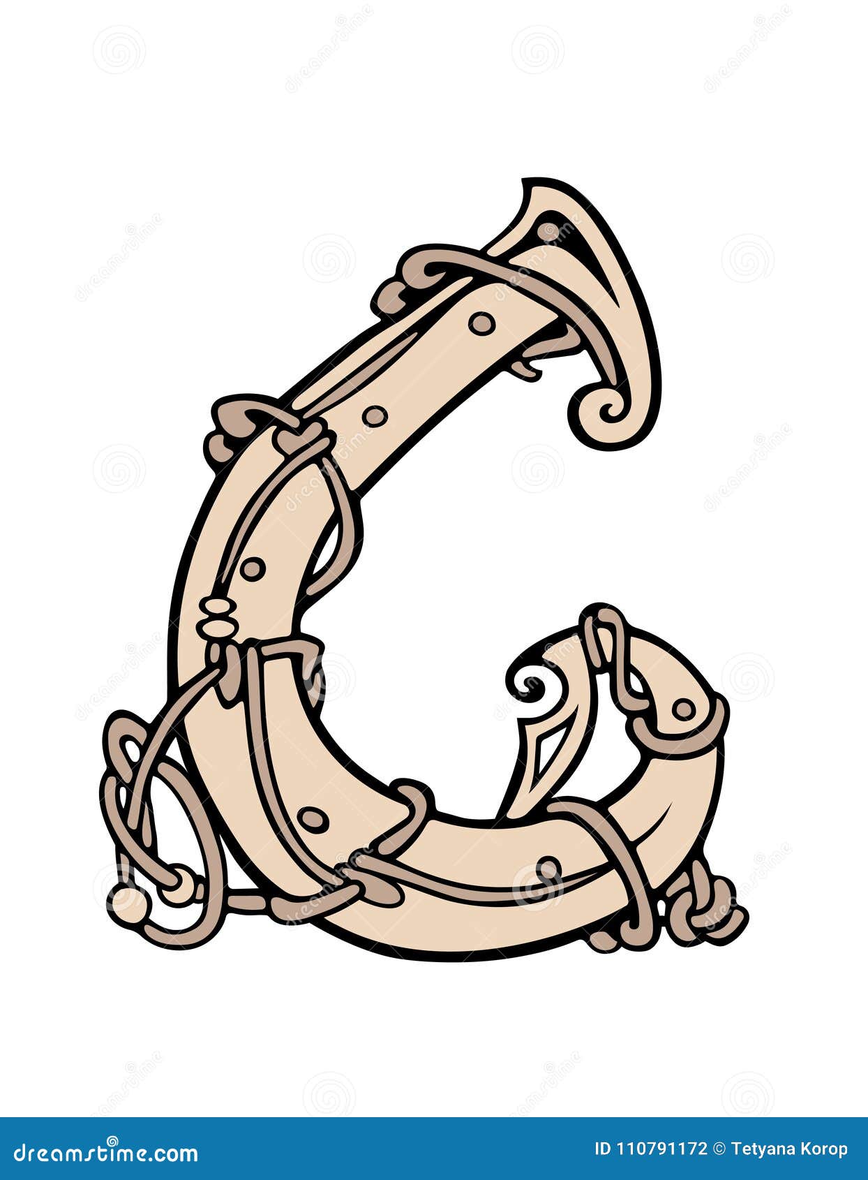 Stylized Initial Letter C Isolated on White Background, Vector I Stock ...