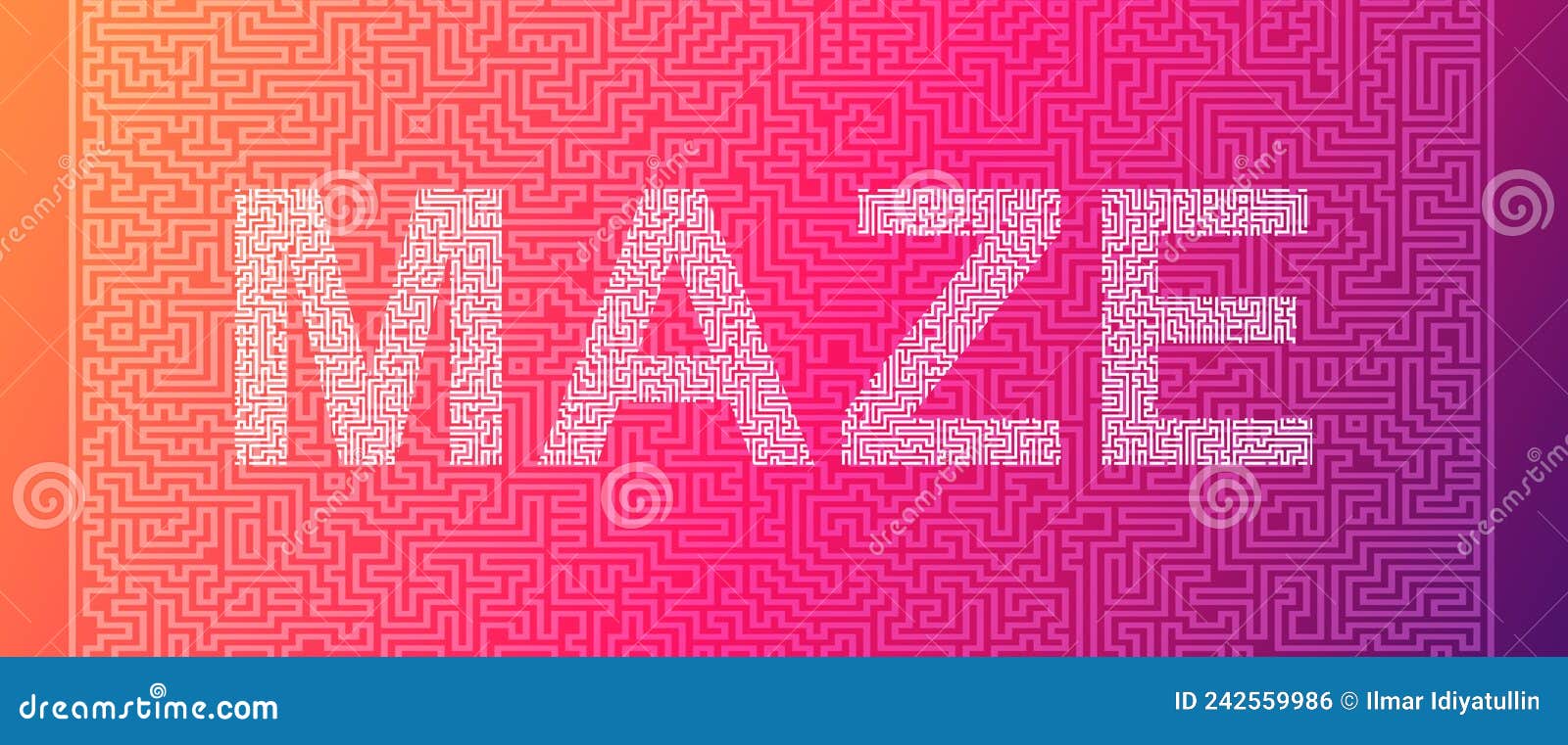 Stylized Inscription - MAZE on the Background of a Colored Labyrinth ...