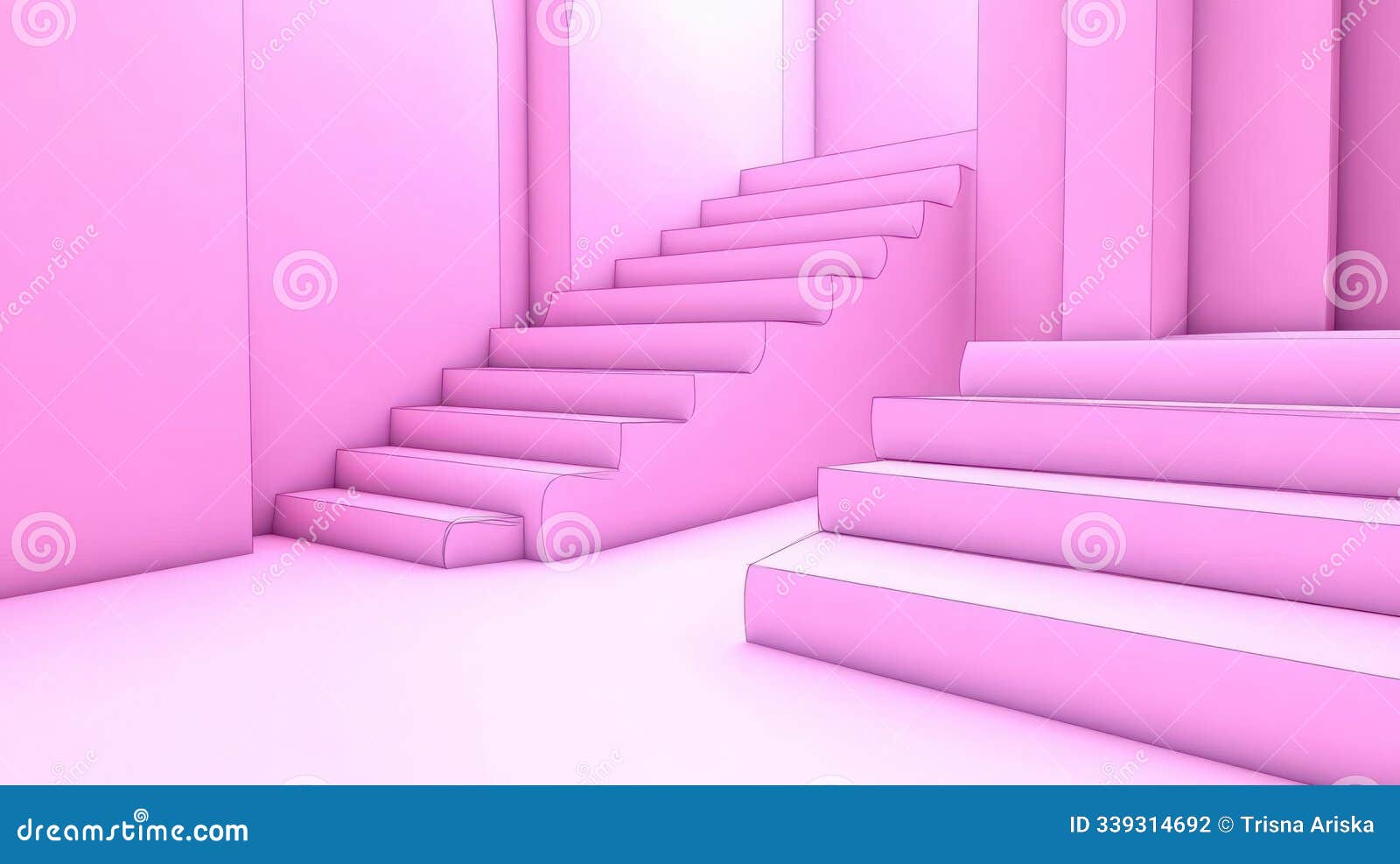 A Stylized Interior Featuring Pink Stairs in a Minimalist Design Stock ...