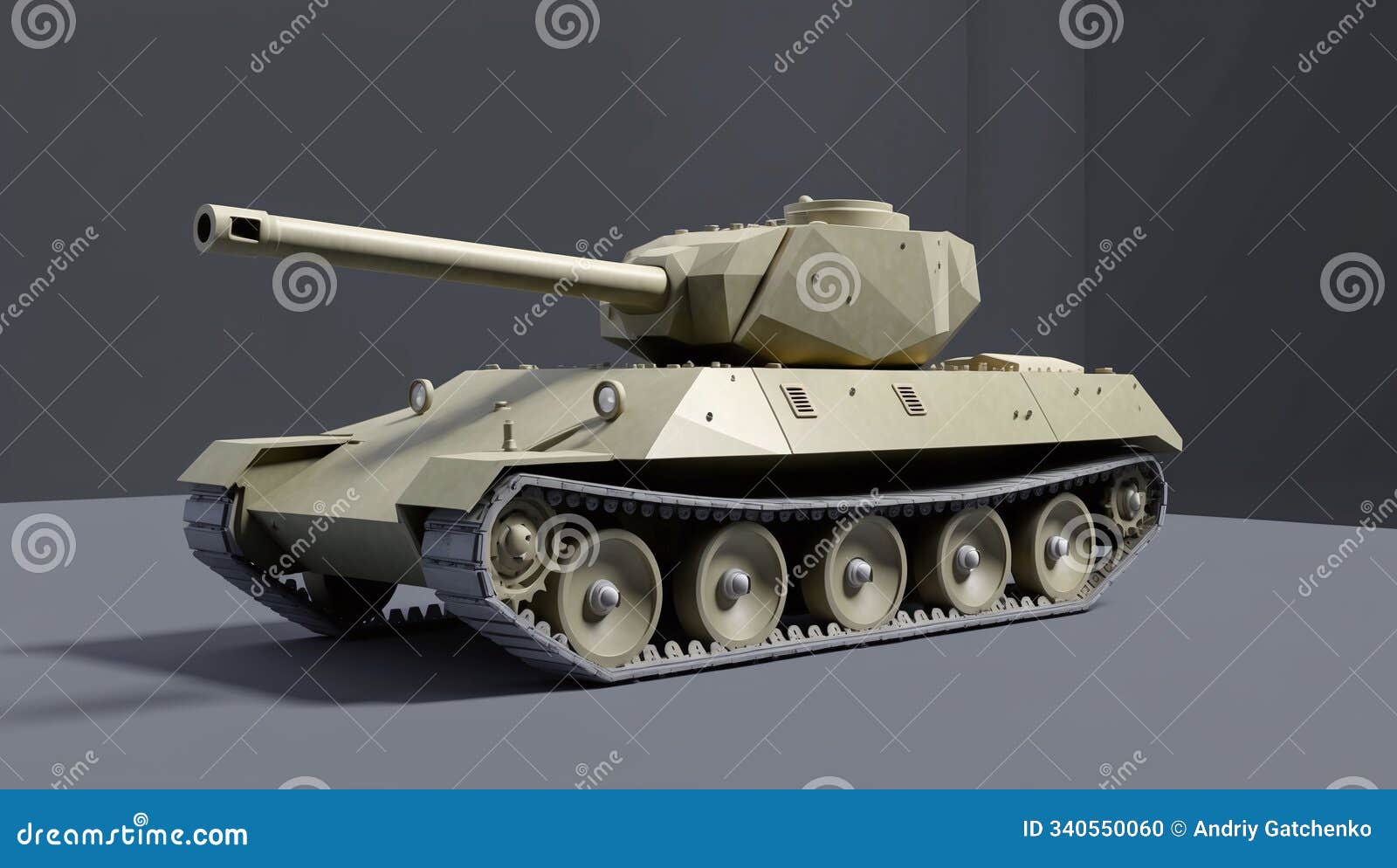 Stylized Isometric Low-poly Tank with Muted Green Color and Mechanical ...