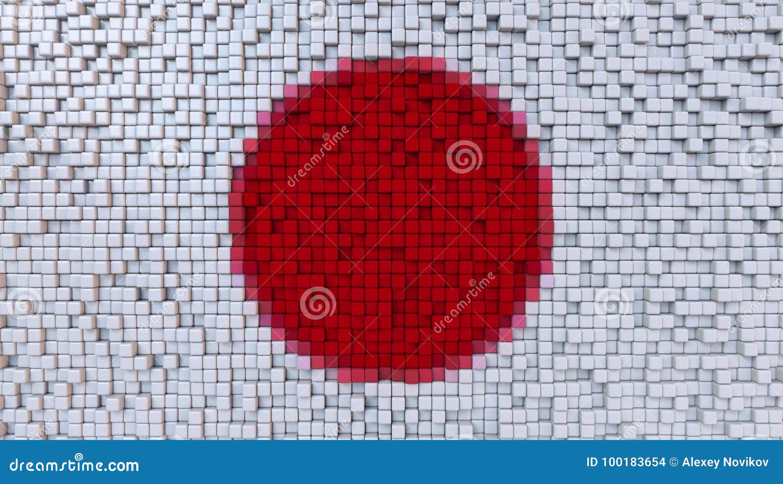 Stylized Mosaic Flag of Japan Made of Pixels, 3D Rendering Stock ...