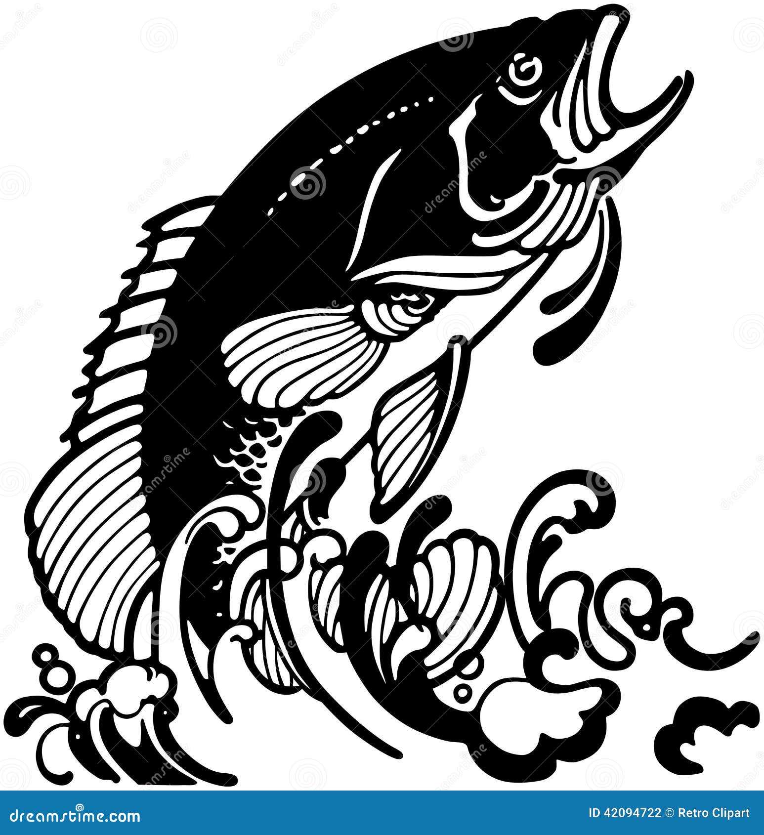 Stylized Jumping Fish Stock Illustrations – 138 Stylized Jumping Fish ...
