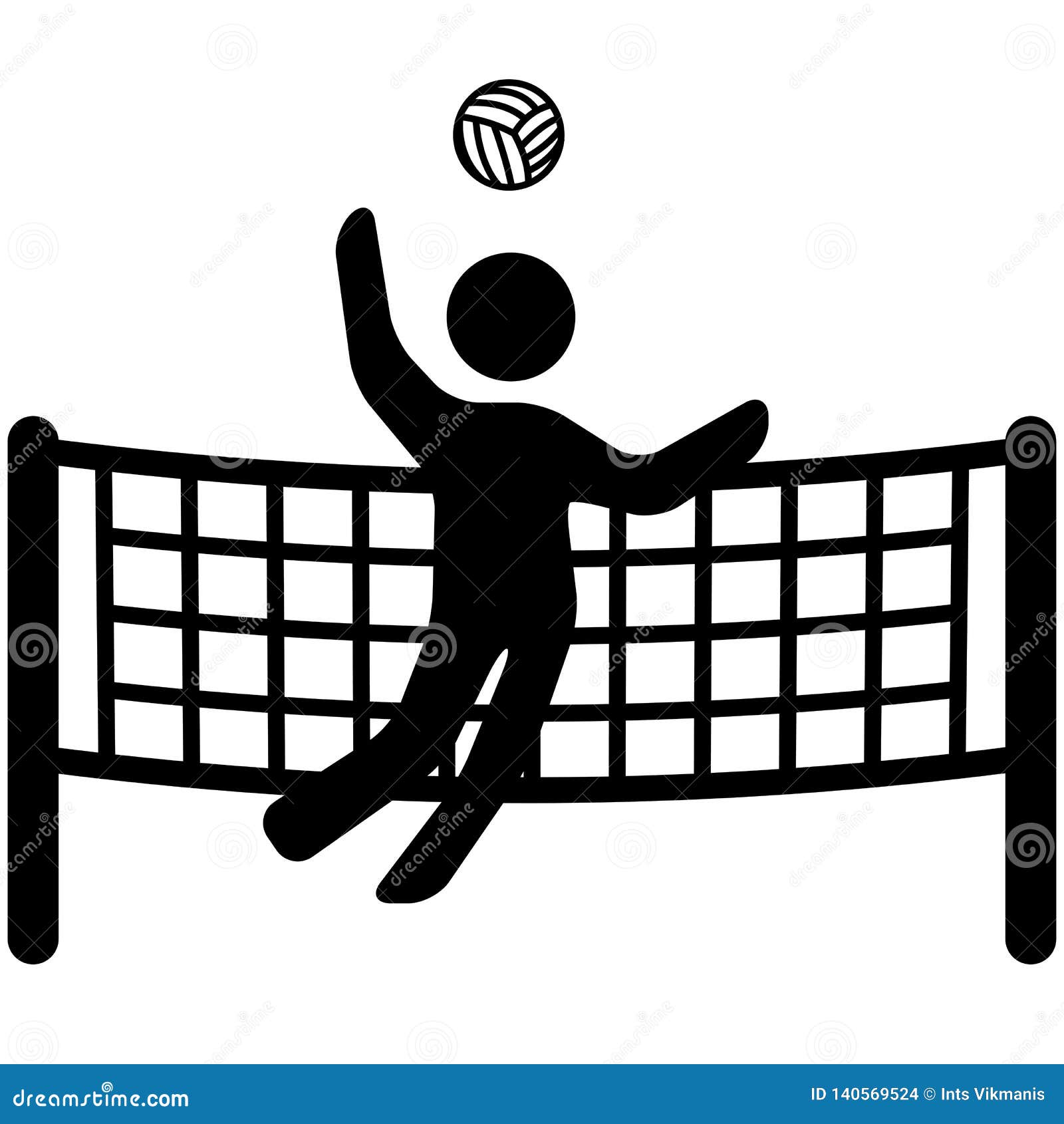 Stylized Jumping Volleyball Player Ready To Spike the Ball Stock Vector ...
