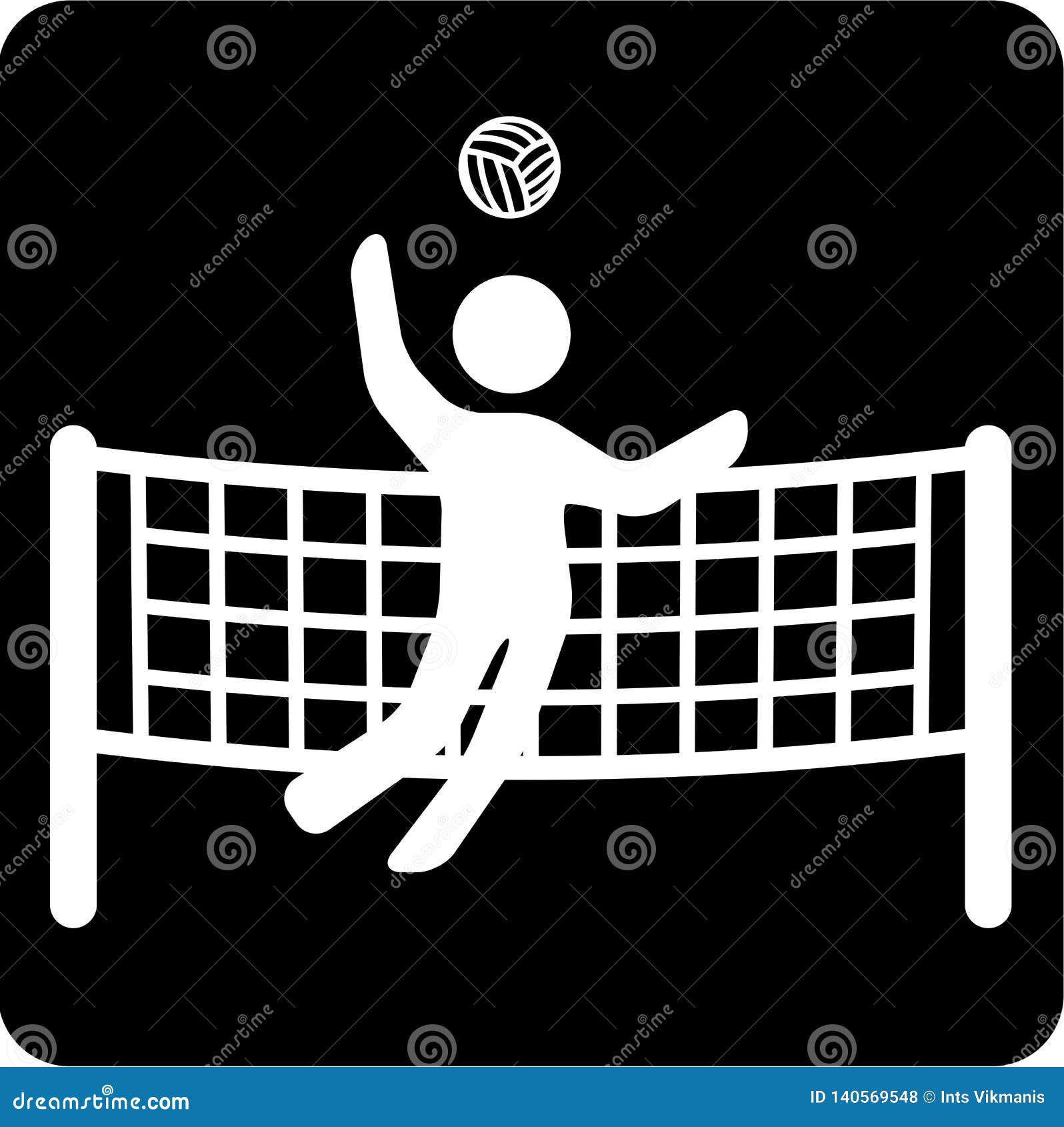 Stylized Jumping Volleyball Player Ready To Spike the Ball Stock Vector ...