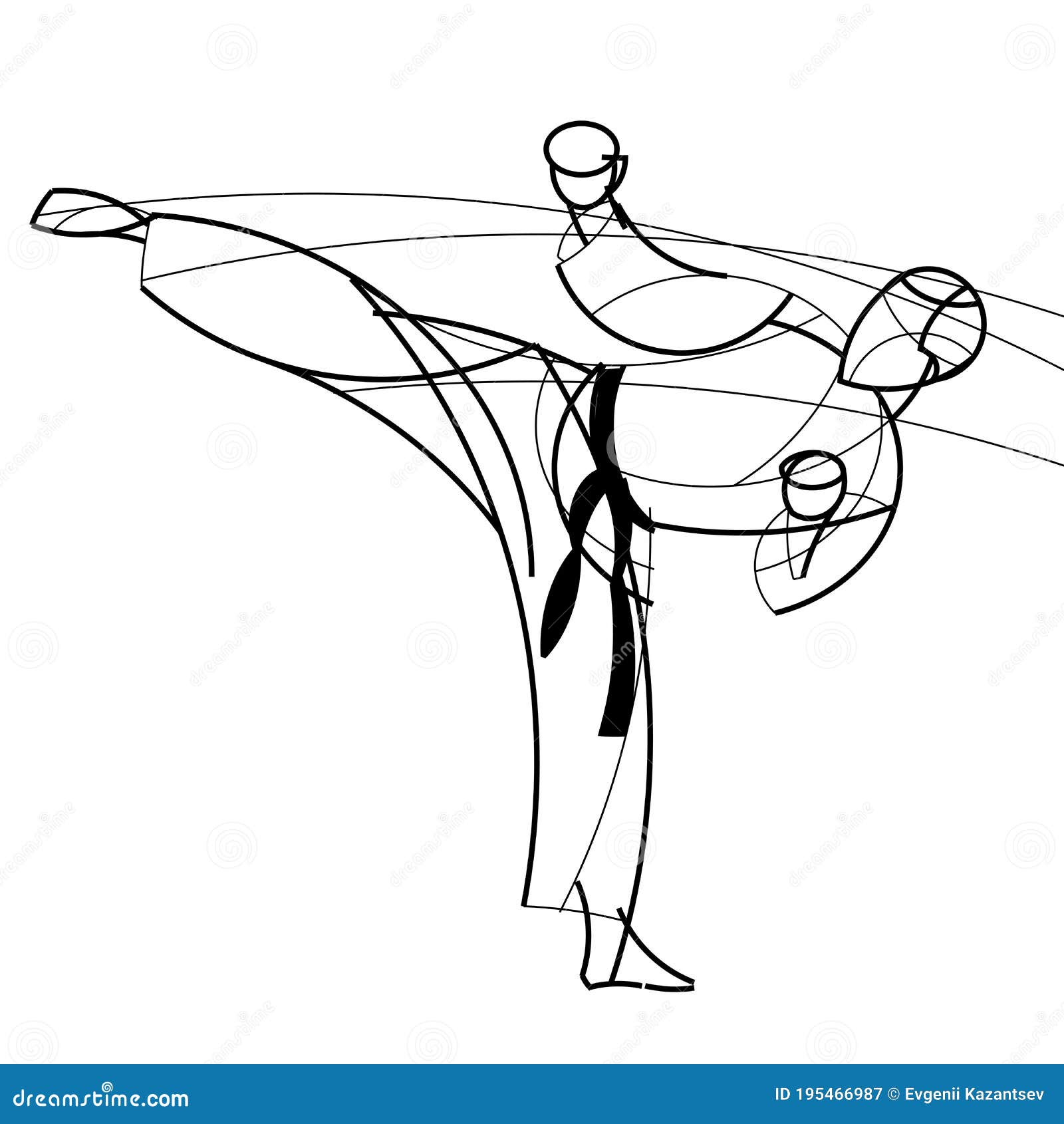 Stylized Karate Fighter. Linear Geometric Pattern Stock Vector ...