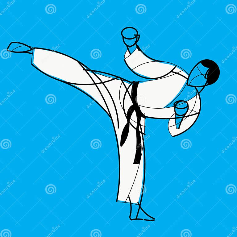 Stylized Karate Fighter. Linear Geometric Pattern Stock Vector ...