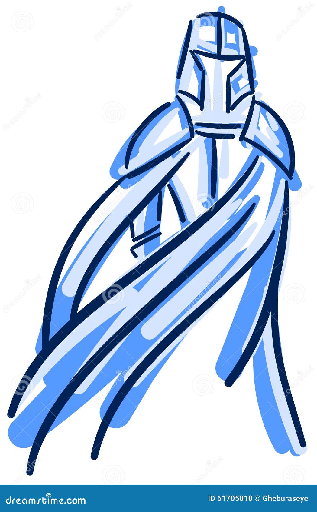 Stylized Knight in Blue Tones Isolated Stock Vector - Illustration of ...