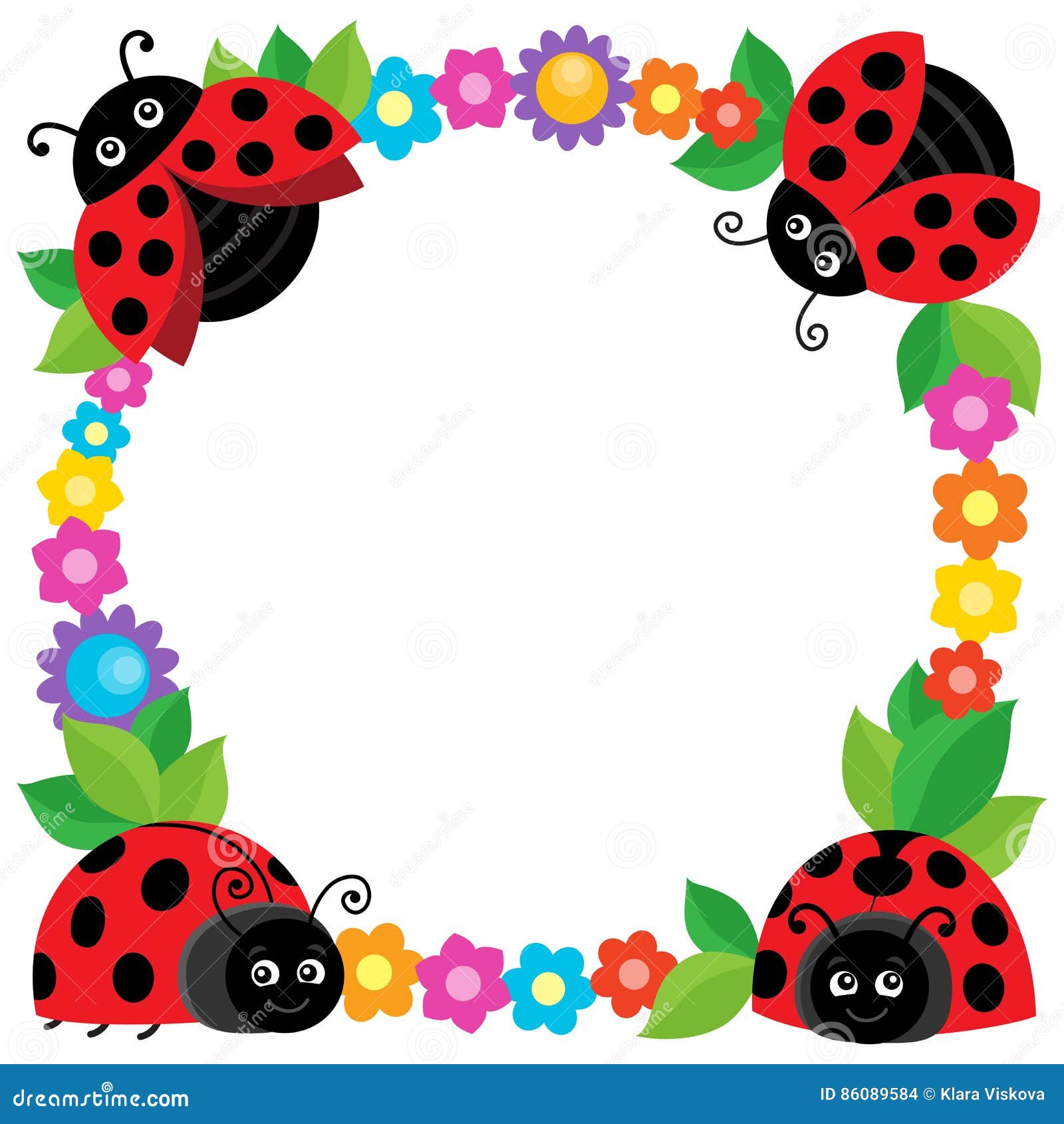 Stylized Ladybugs Theme Set 1 Cartoon Vector | CartoonDealer.com #86089679