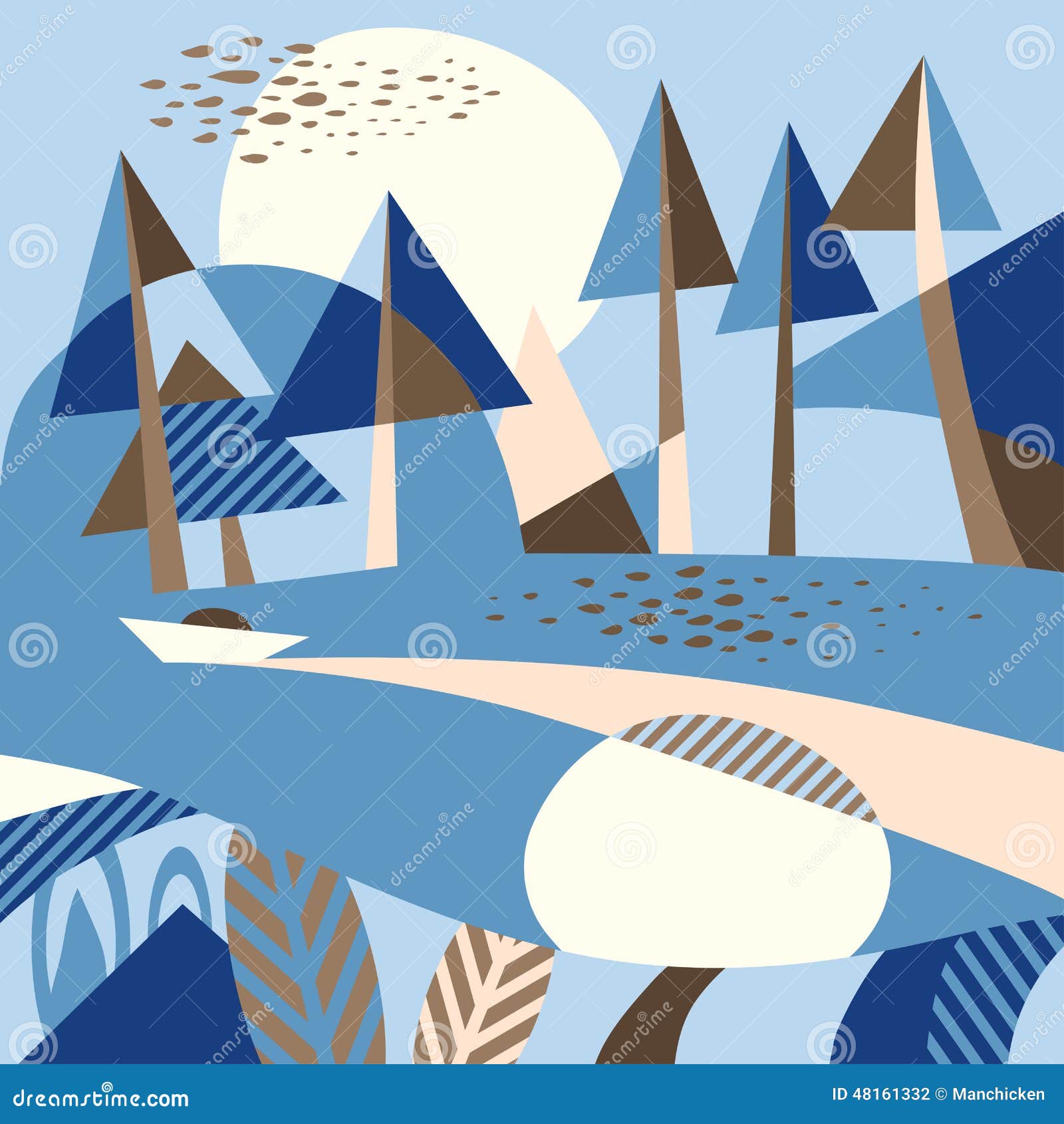 Stylized landscape stock vector. Illustration of landscape - 48161332