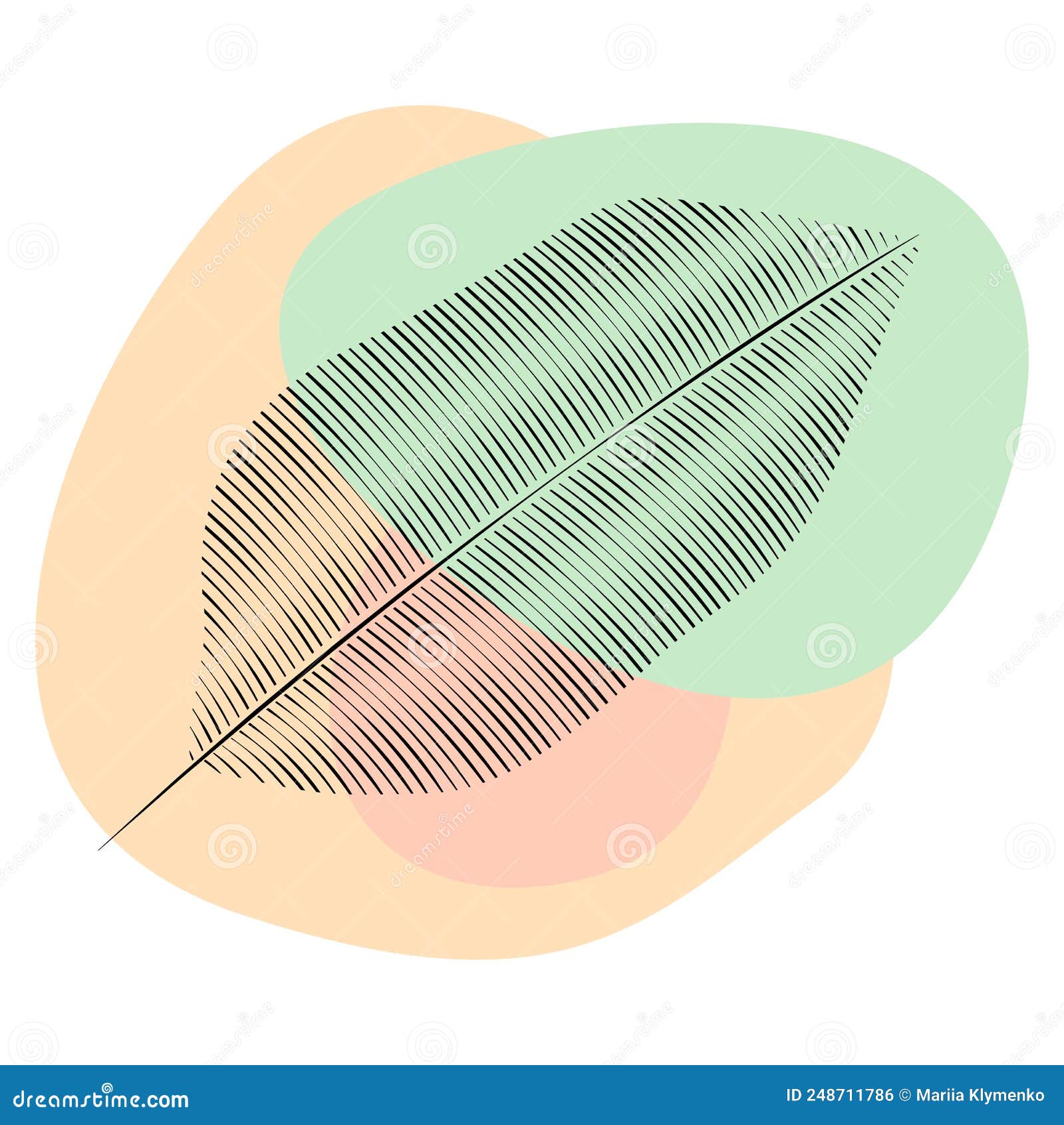 A Stylized Leaf Drawn with Black Lines Stock Vector - Illustration of ...
