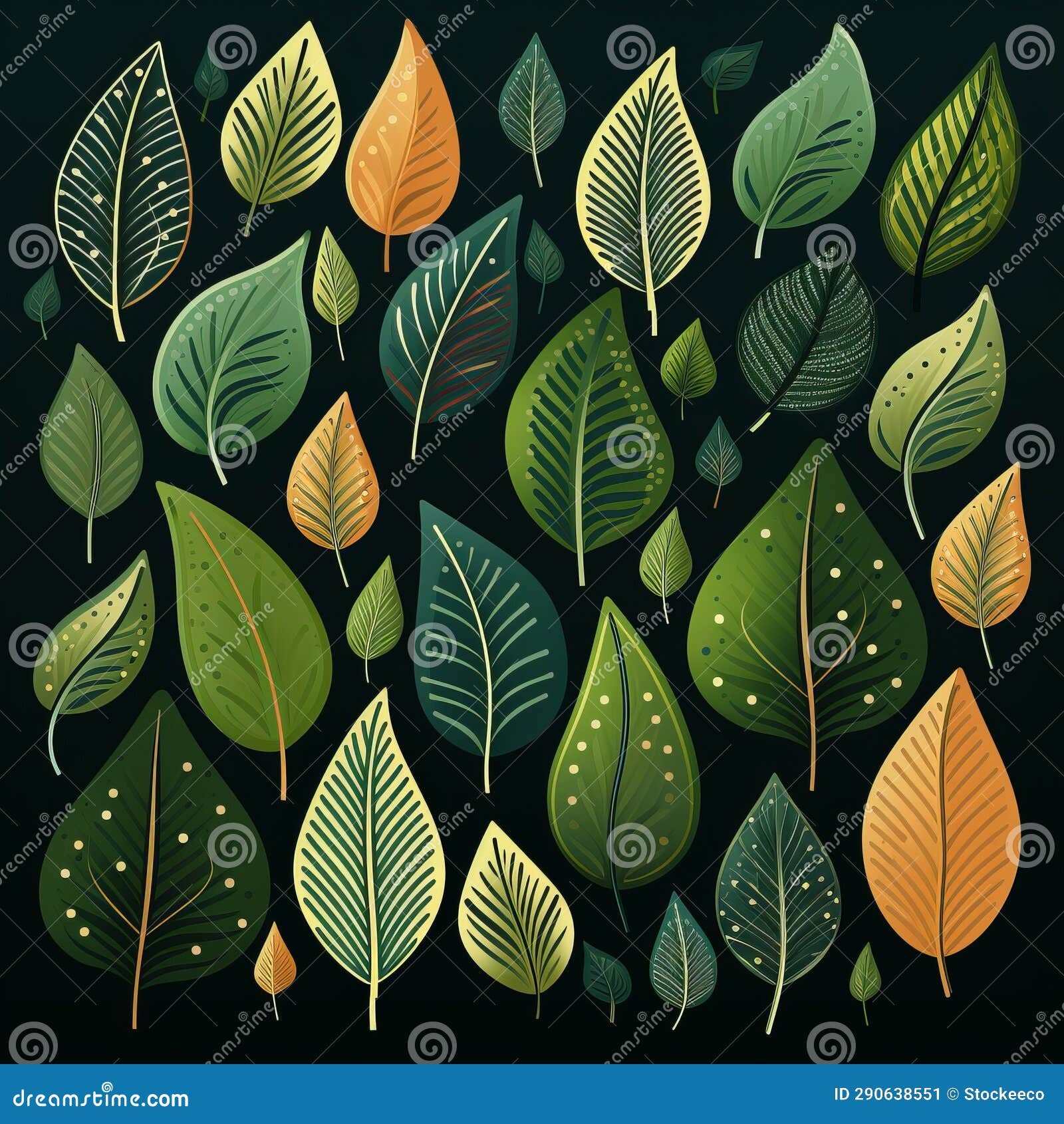 Stylized Leaf Icon Pattern: Vibrant and Detailed Illustrations by Paul ...