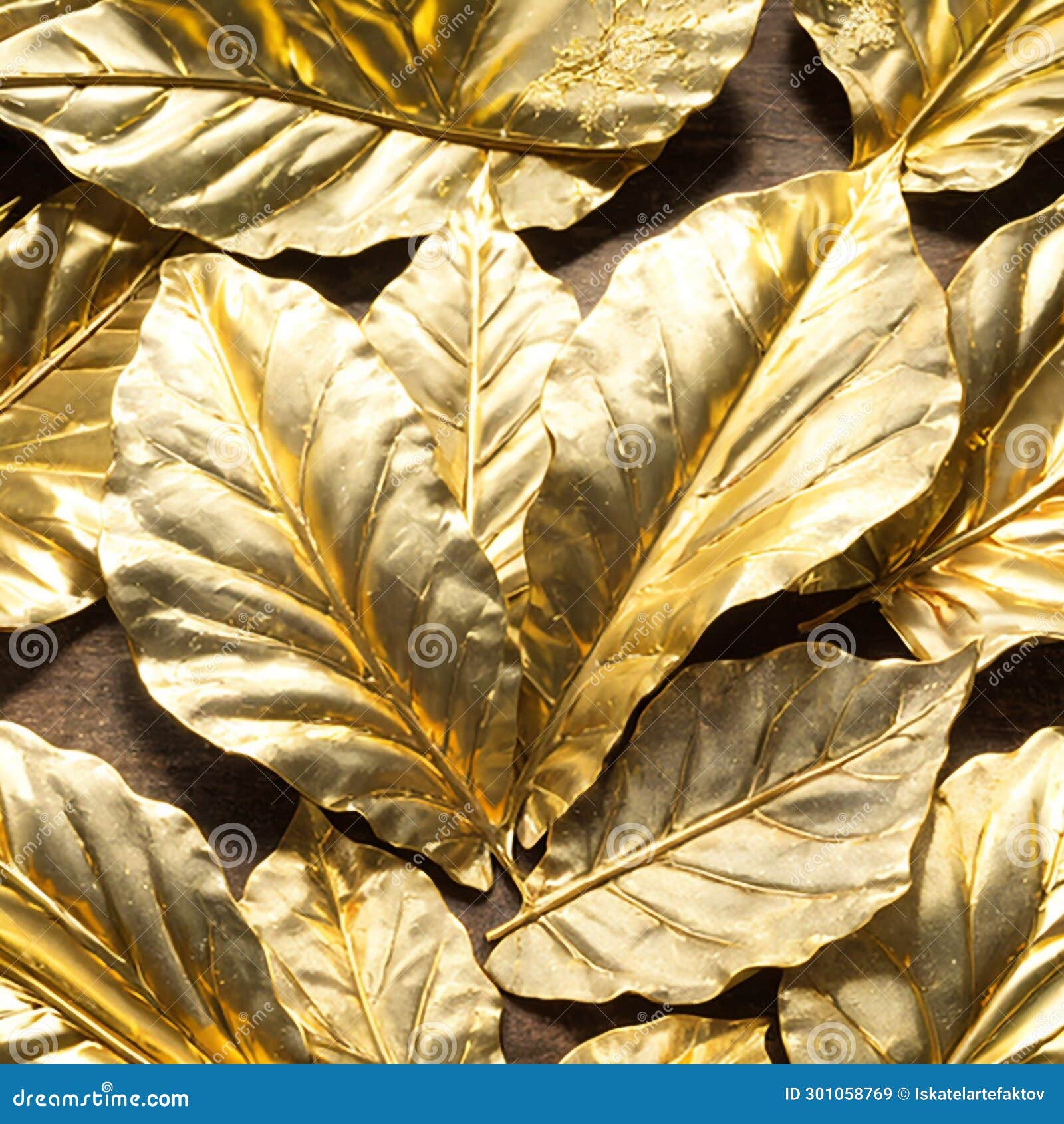 Stylized Leaves Under Gold, Golden Beautiful Leaves Stock Illustration ...
