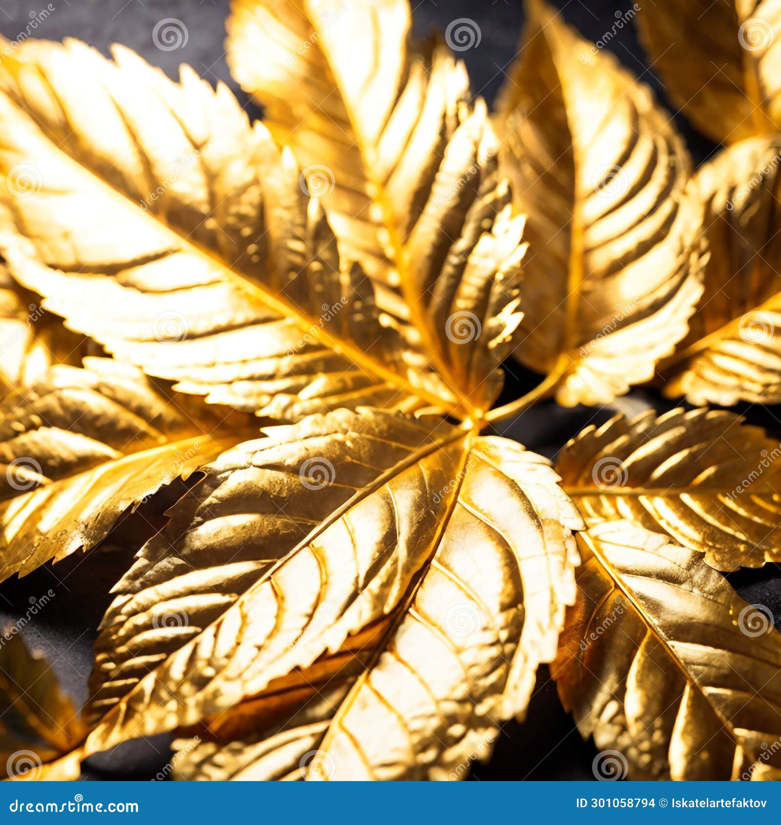 Stylized Leaves Under Gold, Golden Beautiful Leaves Stock Illustration ...