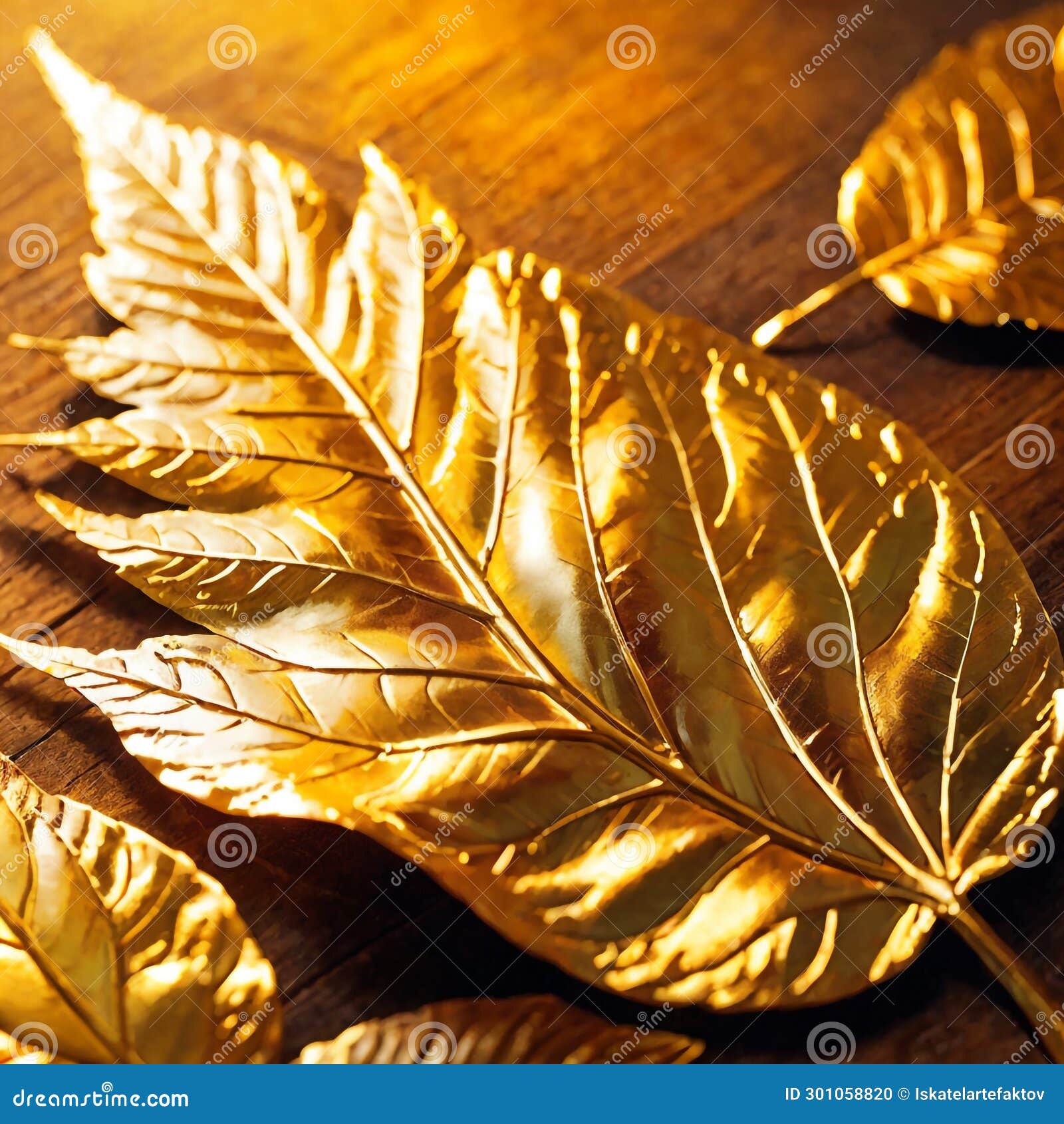 Stylized Leaves Under Gold, Golden Beautiful Leaves Stock Illustration ...