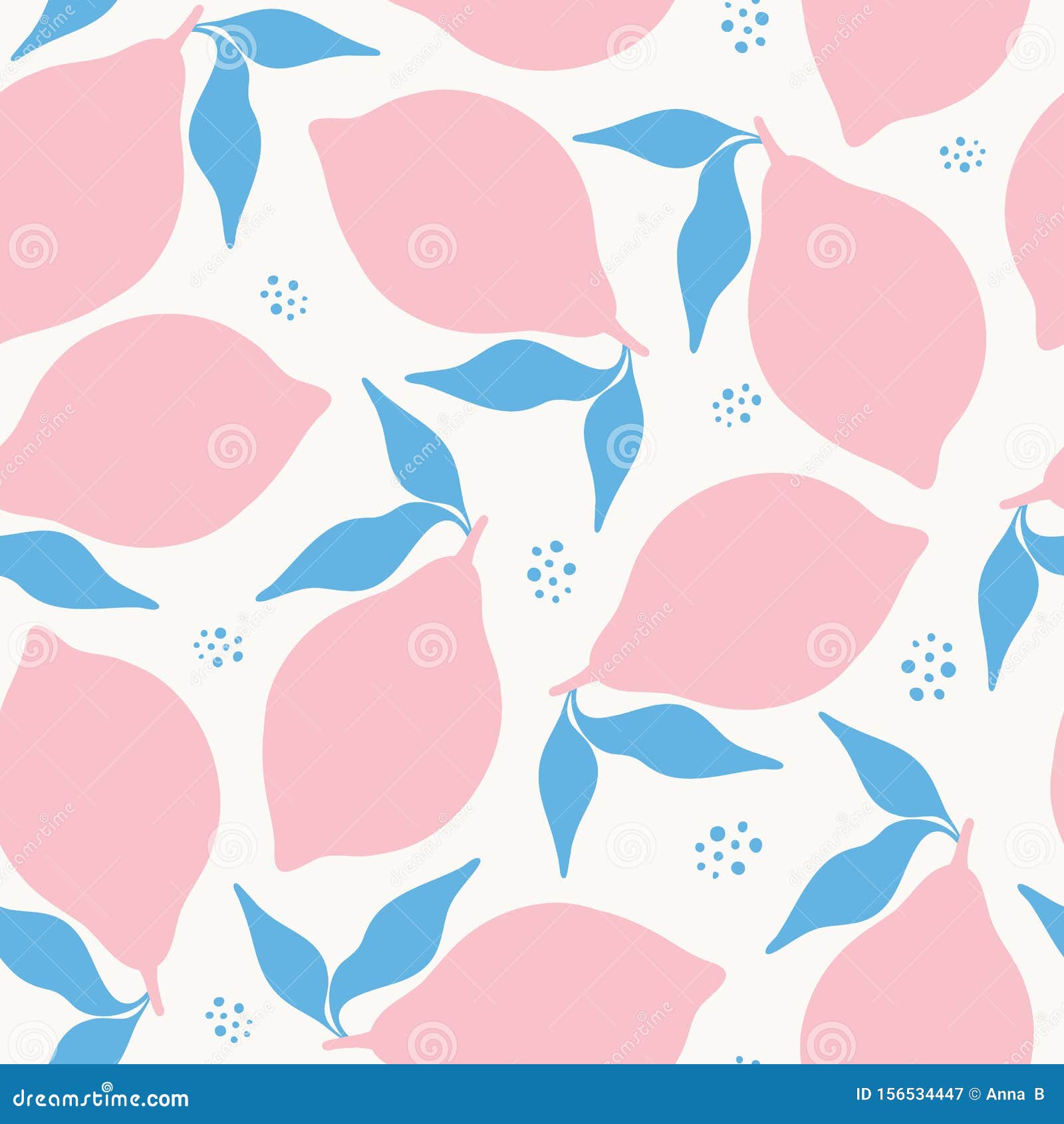 Stylized Lemon Seamless Pattern in Pink and Blue. a Pretty Tropical ...