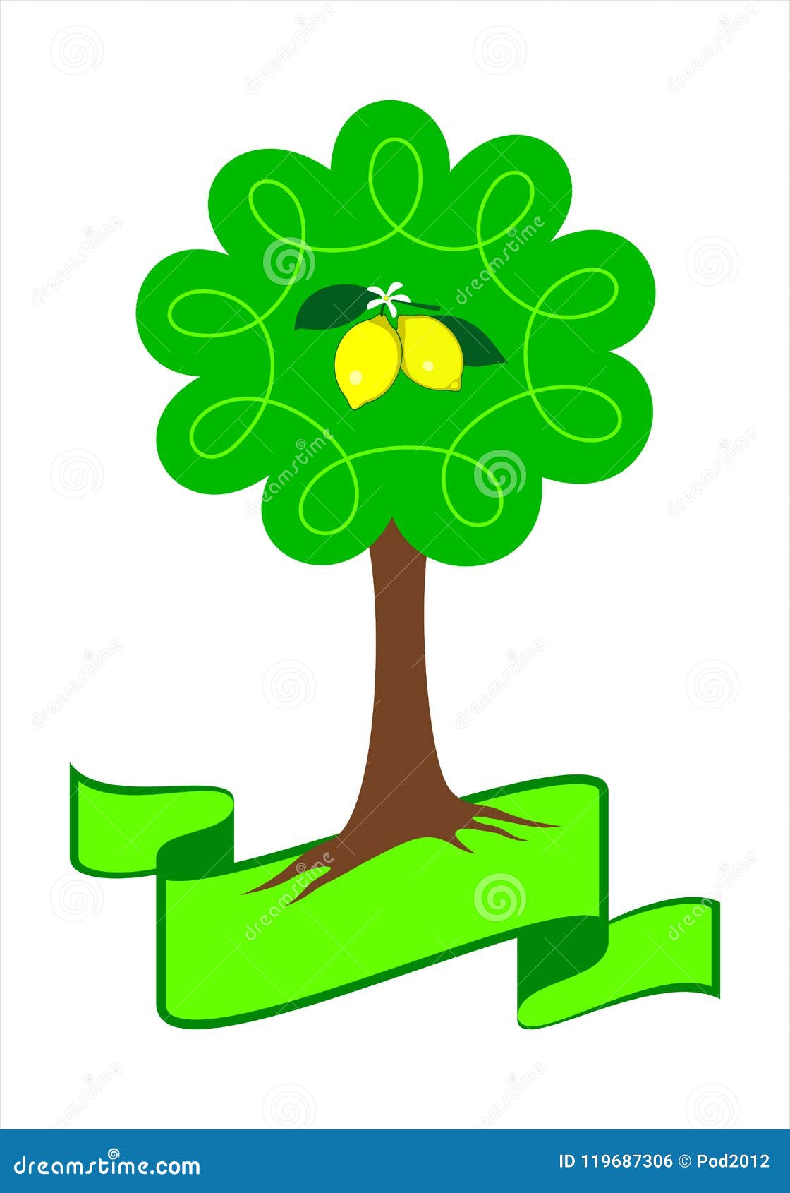 Stylized lemon tree logo. stock vector. Illustration of silhouette ...