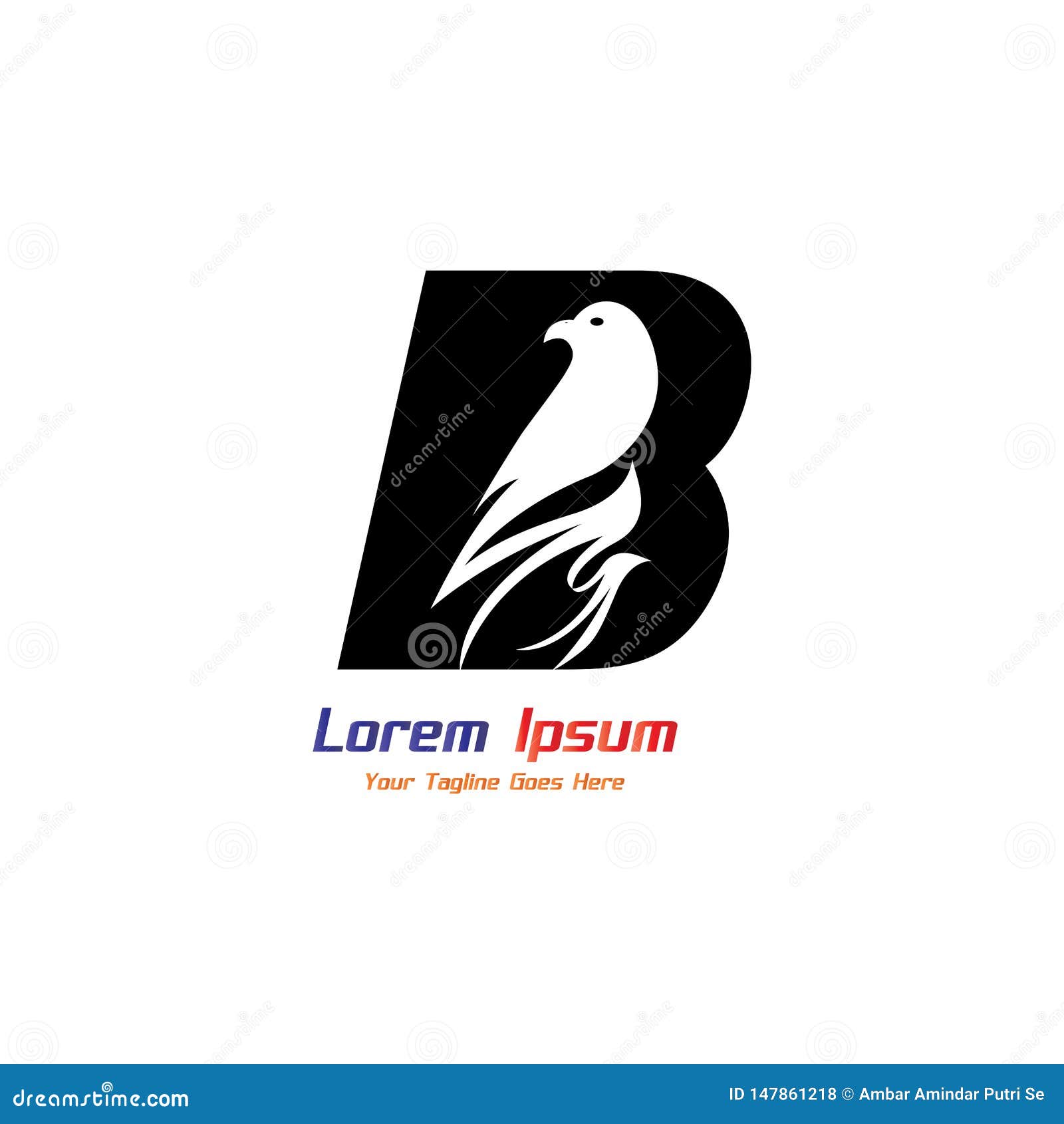 Stylized Letter B with Bird Inside Stock Vector - Illustration of ...