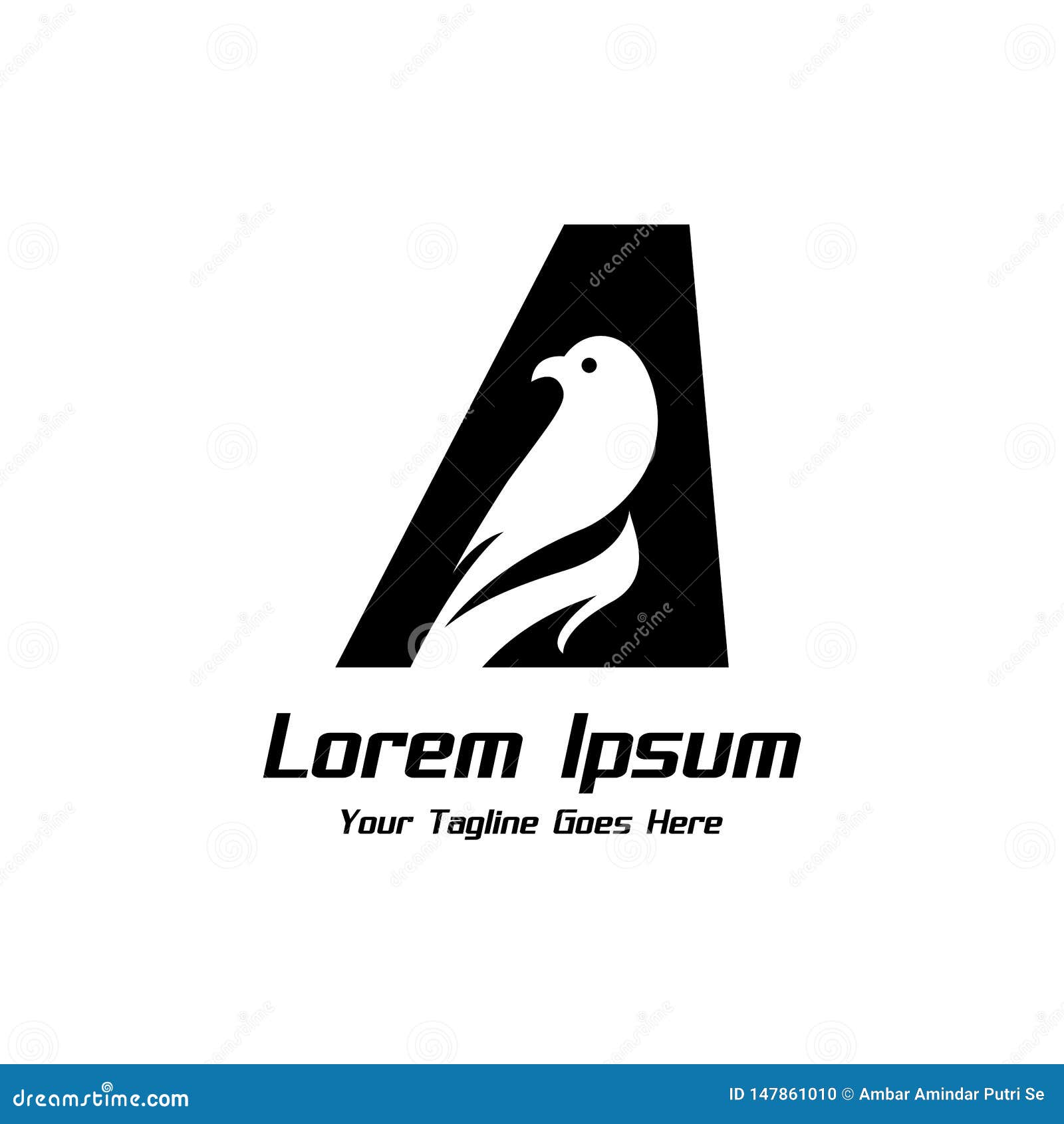 Stylized Letter a with Bird Inside Stock Vector - Illustration of ...