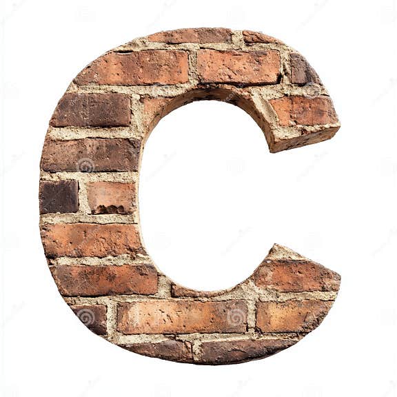 A Stylized Letter C Designed with a Brick Texture, Showcasing a ...