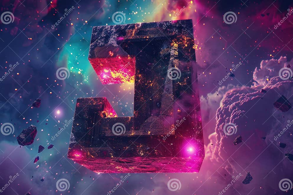 A Stylized Letter E Surrounded by Vibrant Clouds and Stars, Suitable ...