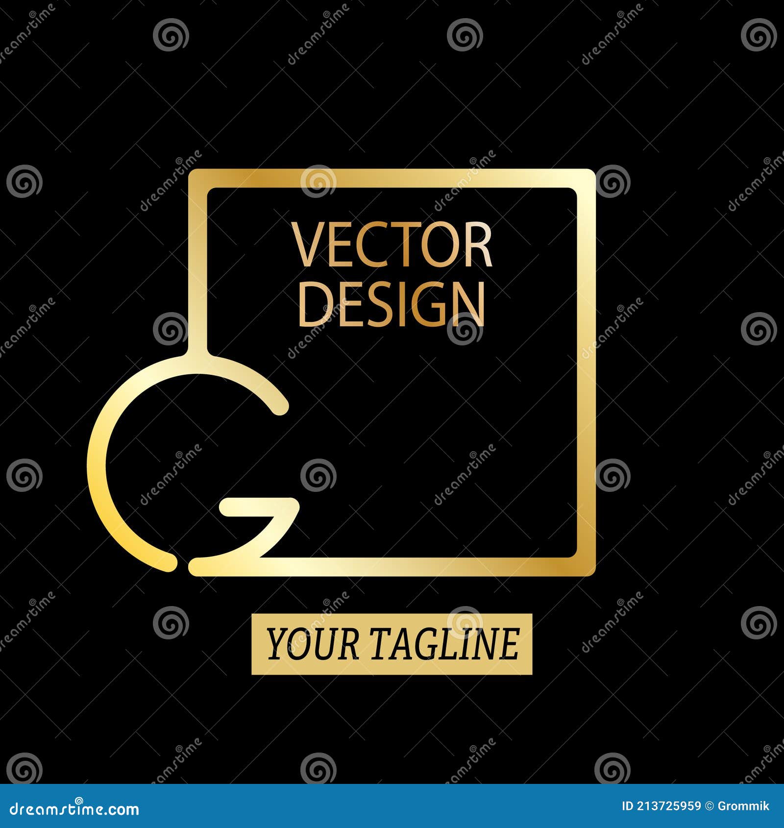 Stylized Letter G with a Square Border. Vector Template for Logo, Label ...