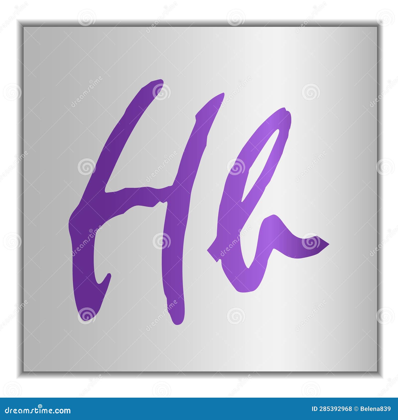 Stylized Letter H of the Alphabet on a Silver Background with Shadow ...