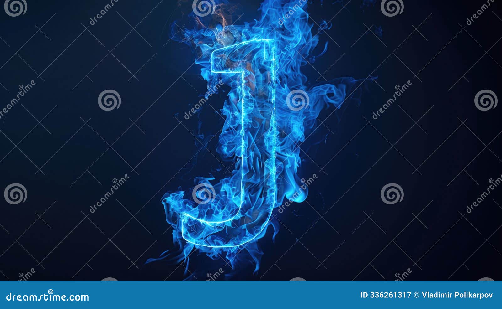 A Stylized Letter J Made of Blue Smoke on a Dark Background Stock Image ...