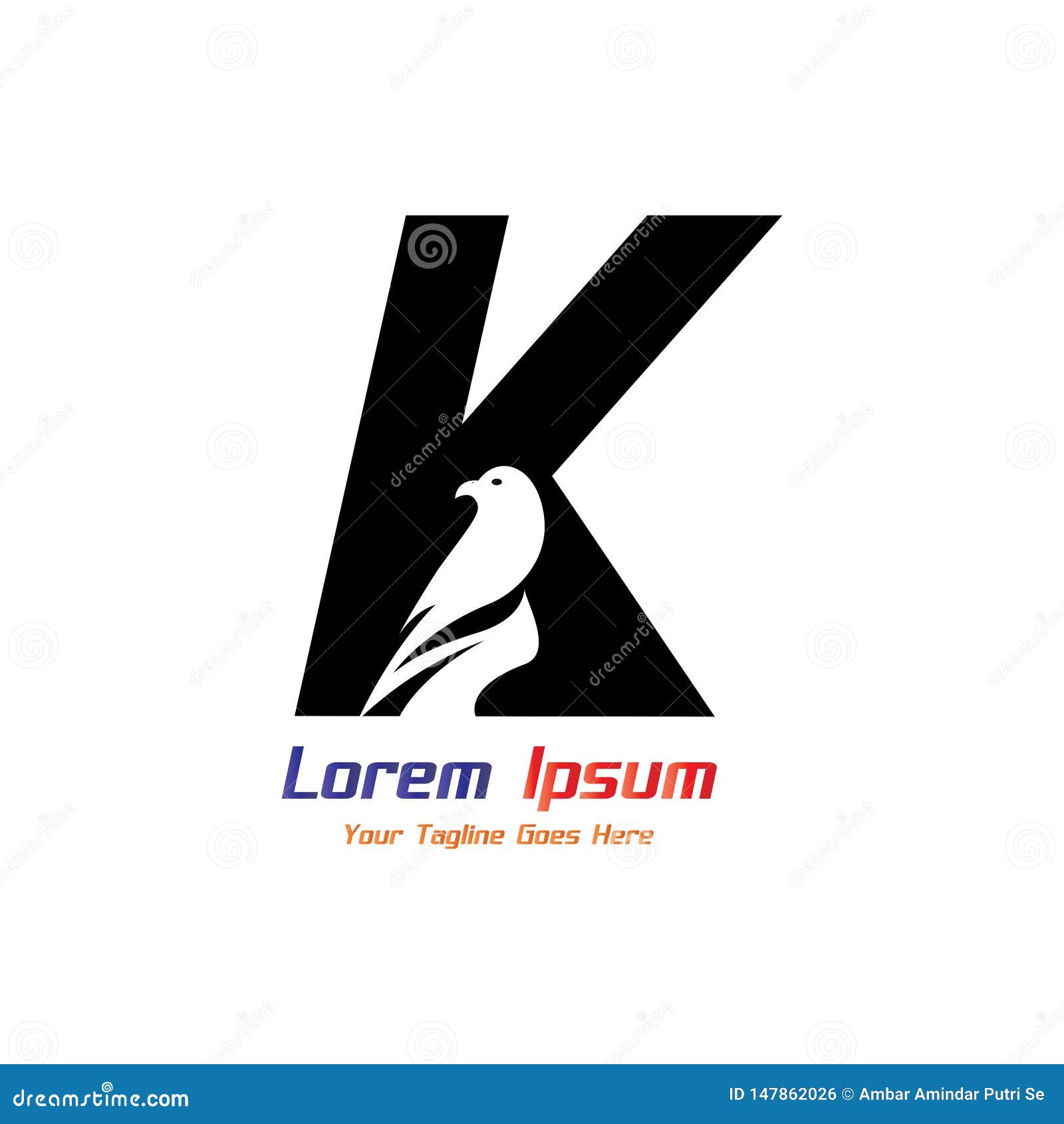 Stylized Letter K with Bird Inside Stock Vector - Illustration of font ...