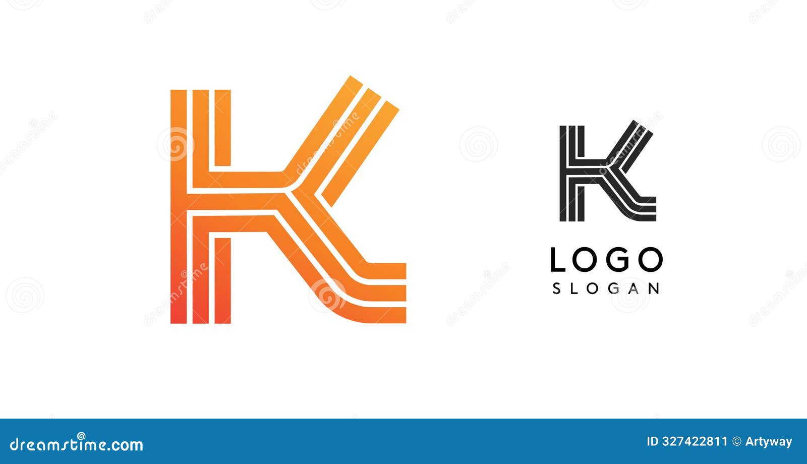 Stylized Letter K Logo with Orange Gradient and Black Version. Modern ...