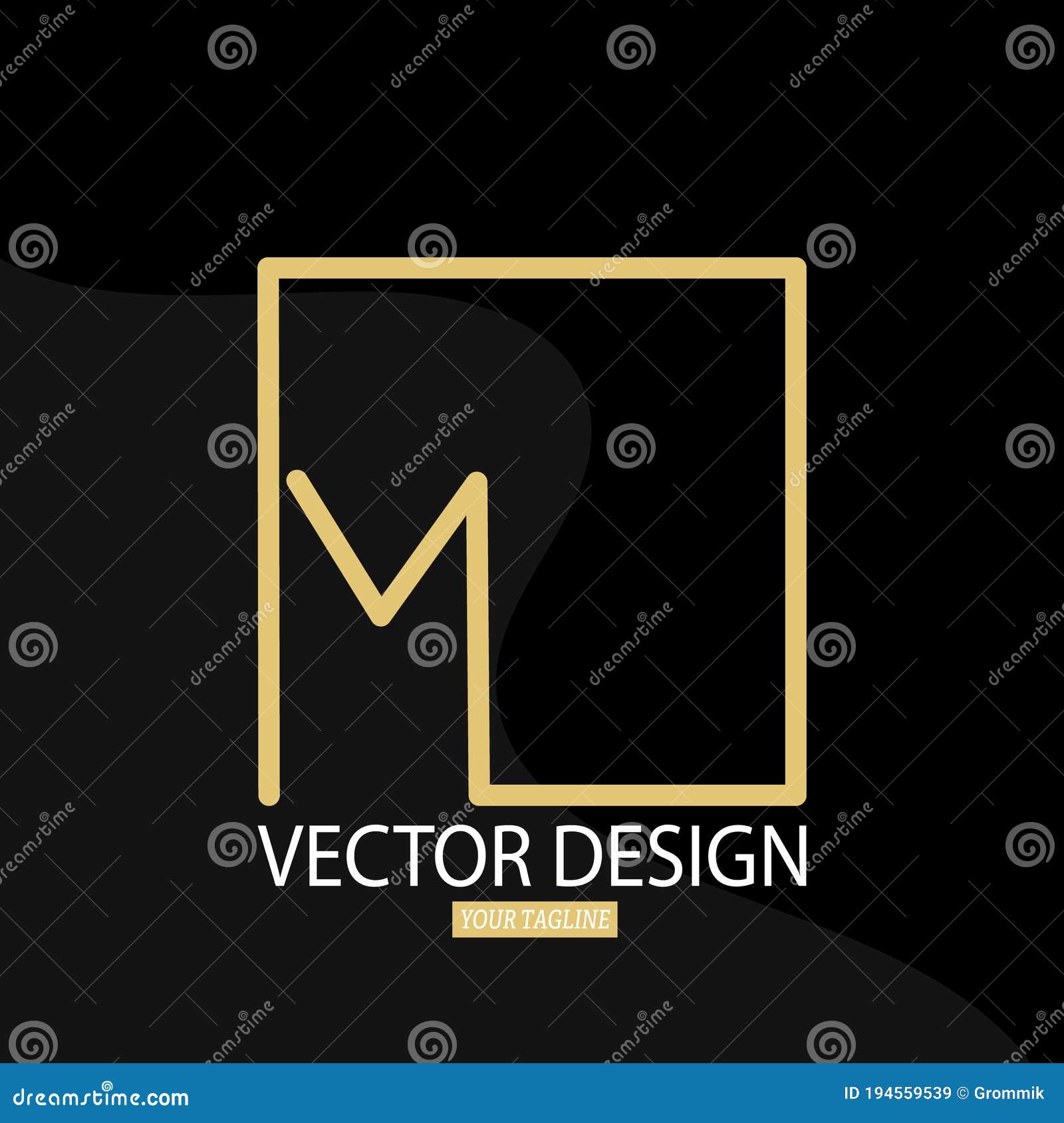 Letter M with a Square Frame. Vector Template for Logo, Label or ...
