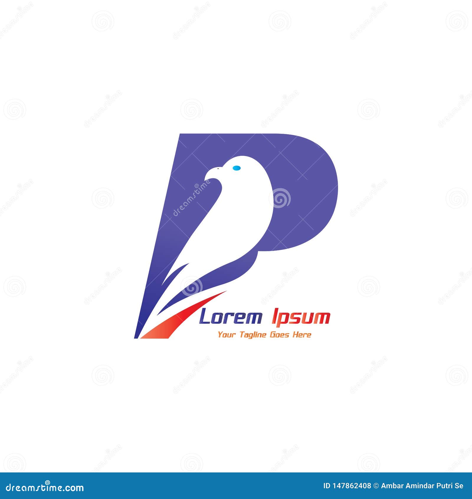 Stylized Letter P with Bird Inside Stock Vector - Illustration of ...