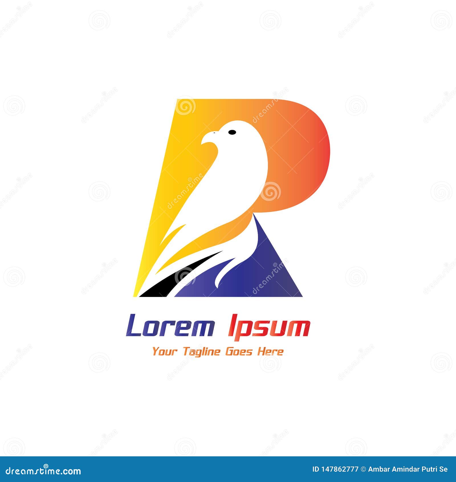 Stylized Letter R with Bird Inside Stock Illustration - Illustration of ...