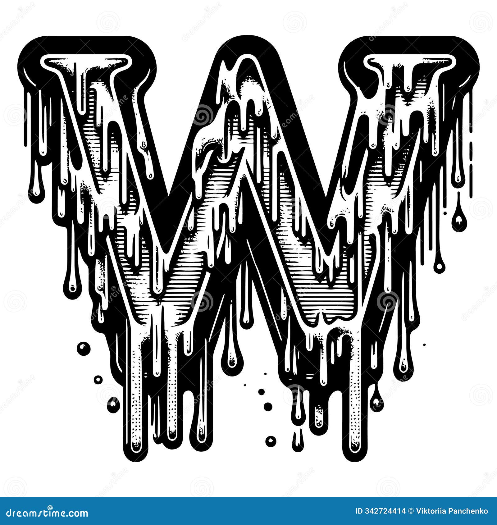 Dripping Black Letter W Design for Creative Projects. Generative Ai ...