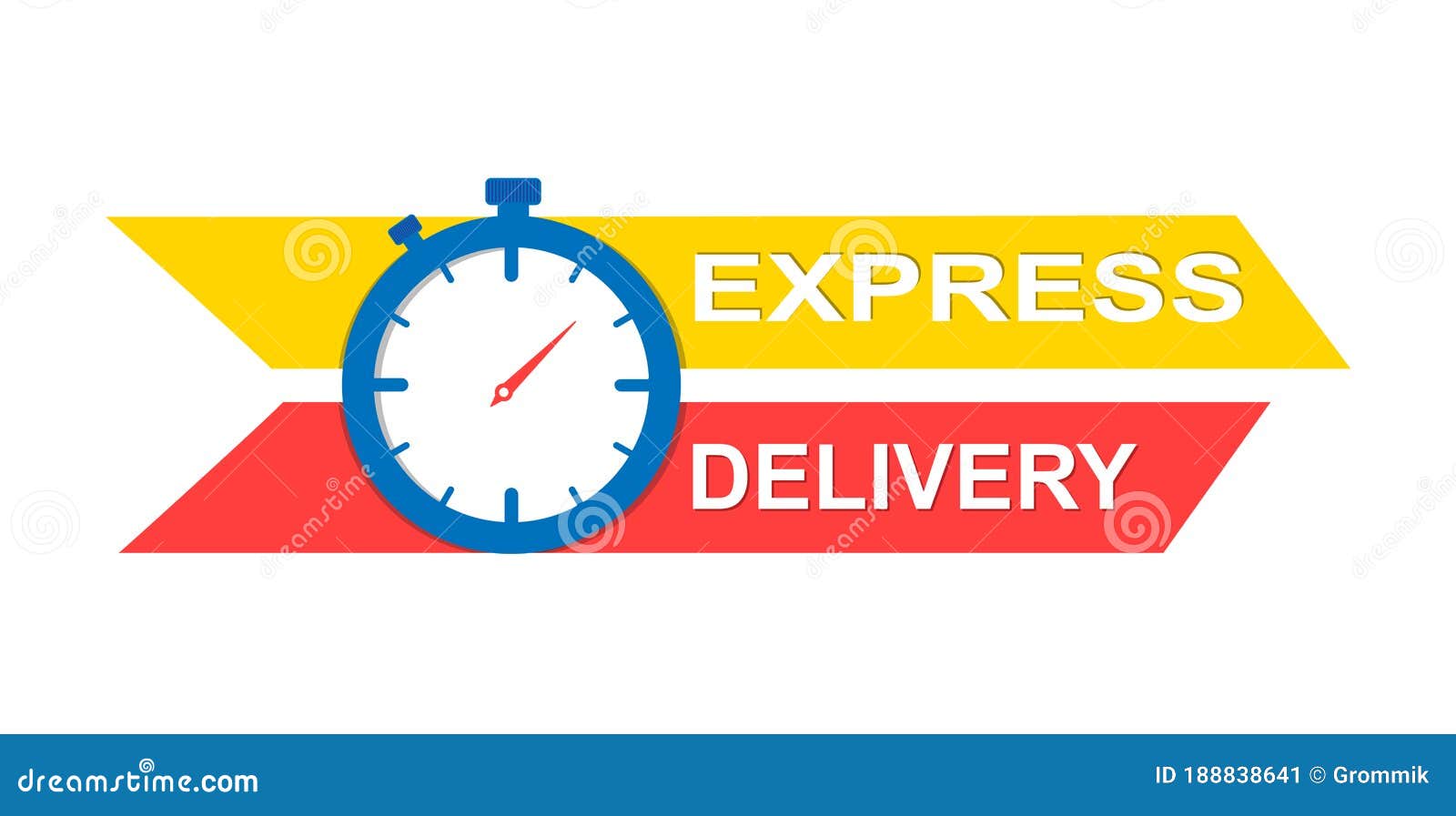 Stylized Lettering Express Delivery, with Hours and Color Stripes Stock ...