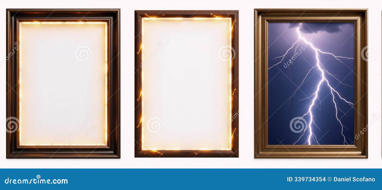 Stylized Lightning Frames Featuring Blue Electric Borders and Isolated ...
