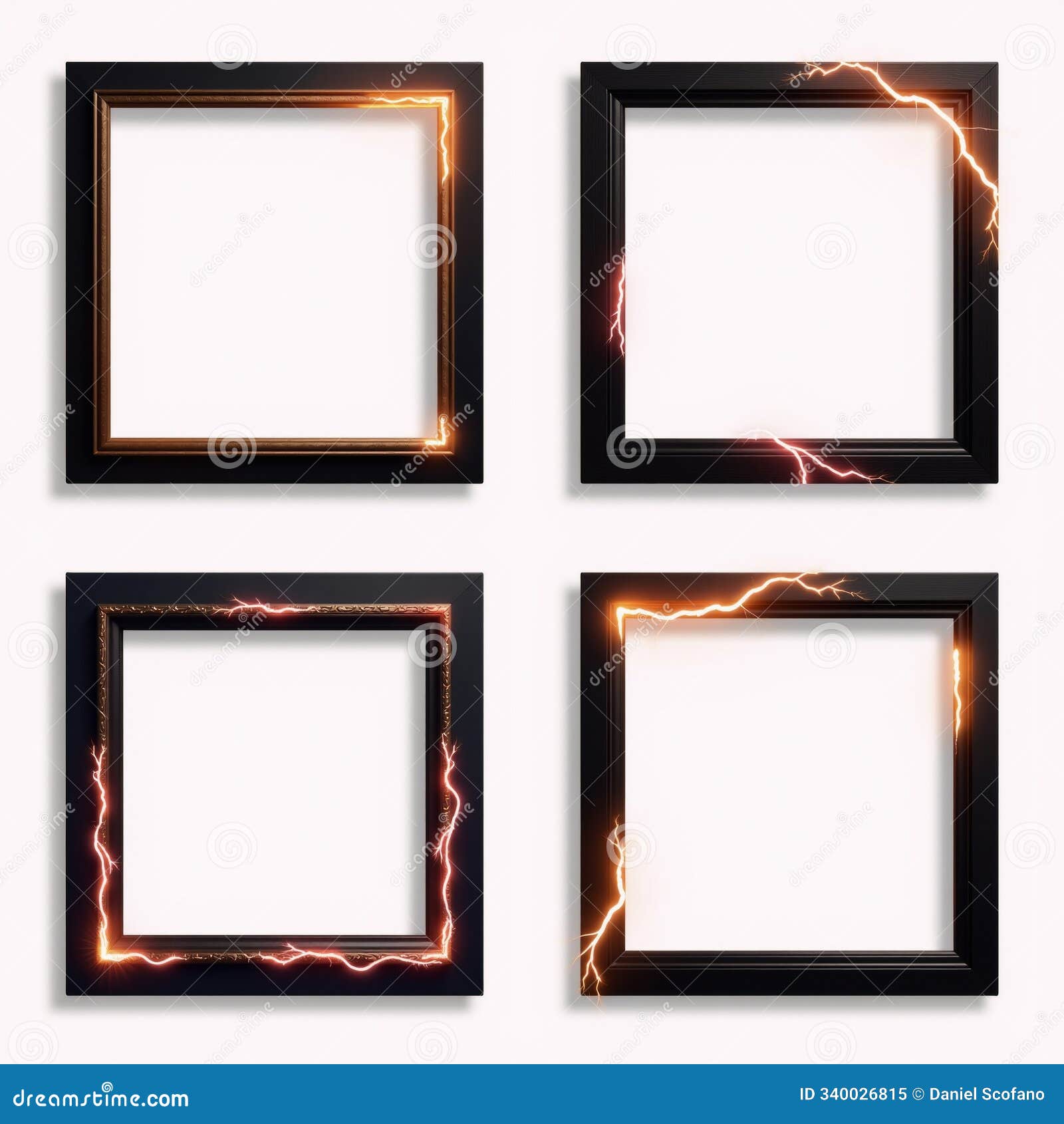 Lightning Frames Electric Blue Thunderbolt Borders Vector Illustration ...