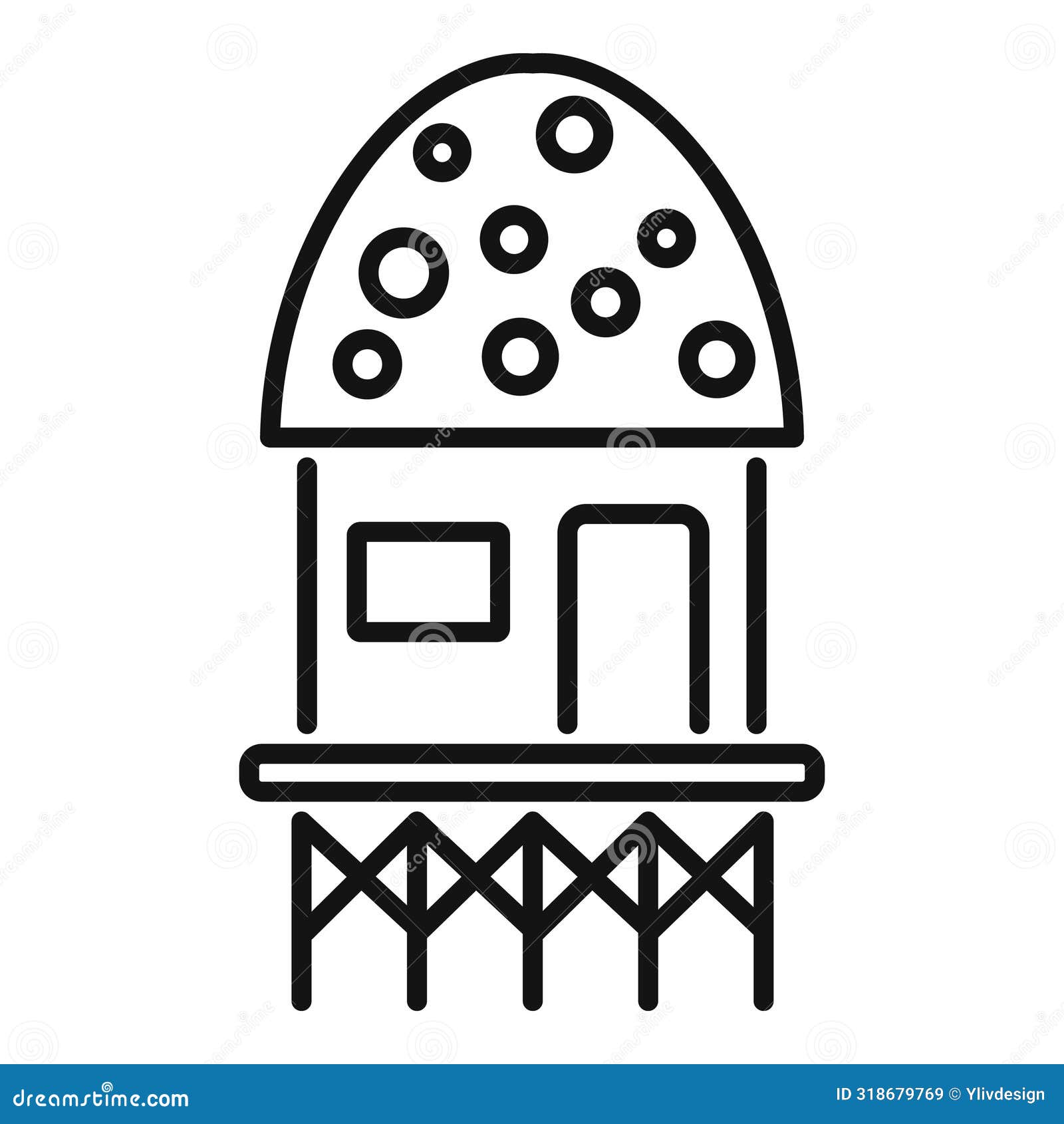 Stylized Line Art Illustration of a Water Tower Stock Vector ...