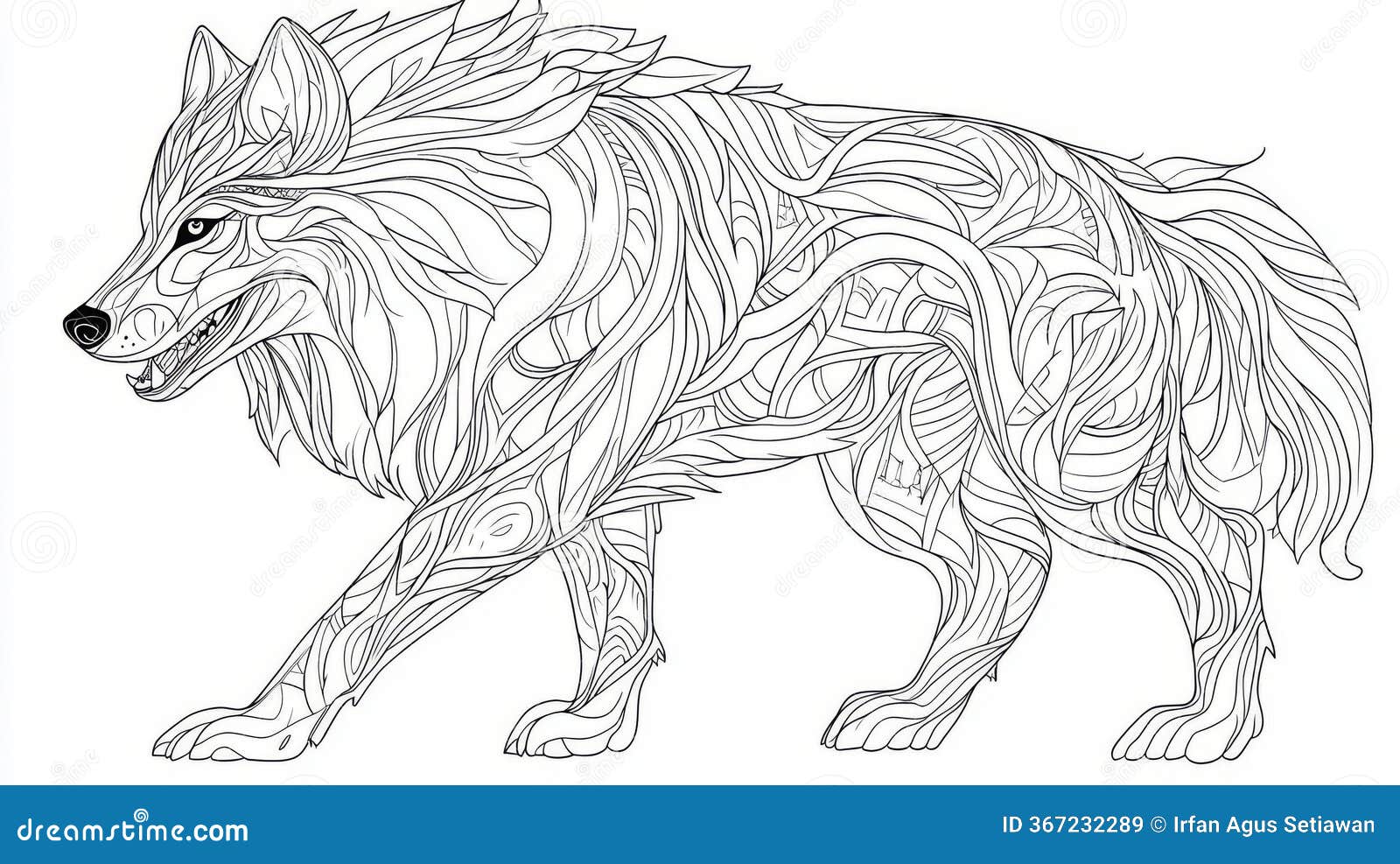 Stylized Line Art Wolf Drawing Royalty-Free Stock Photo | CartoonDealer ...