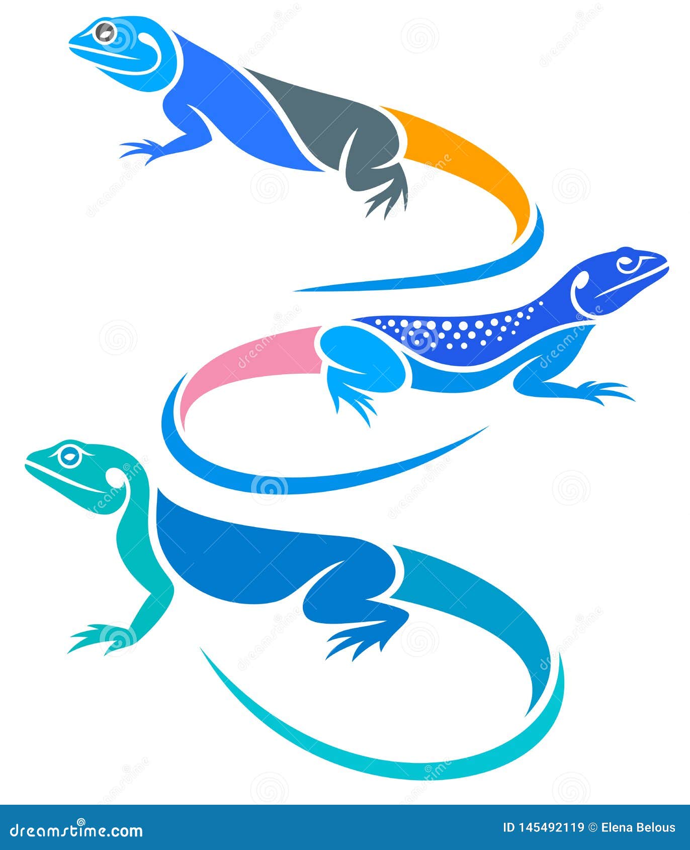 Stylized Lizards - Agamas stock vector. Illustration of small - 145492119