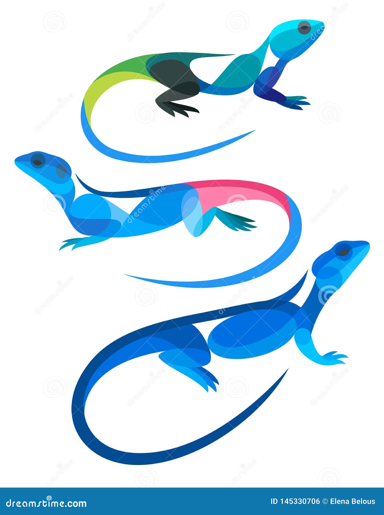 Stylized Lizards - Agamas stock vector. Illustration of exotic - 145330706