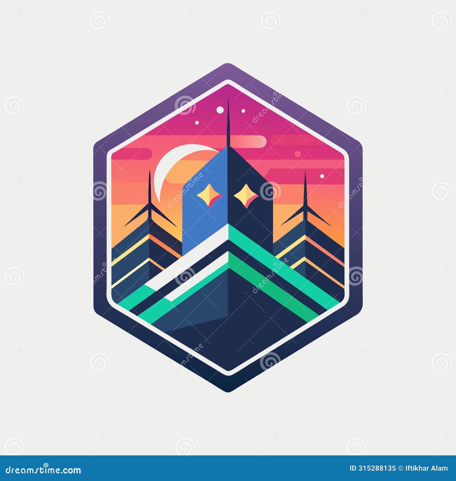 Stylized Logo Featuring A Mountain With A Star In The Sky, Graphic For ...