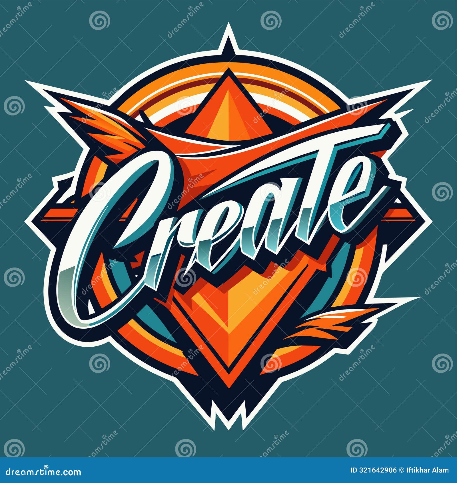 A Stylized Logo Featuring the Word Create in Bold White Lettering, Set ...