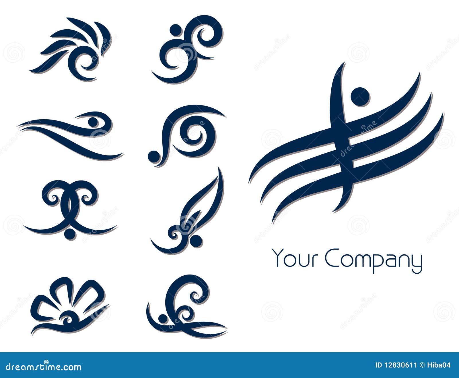 Stylized logo set stock vector. Illustration of swirl - 12830611