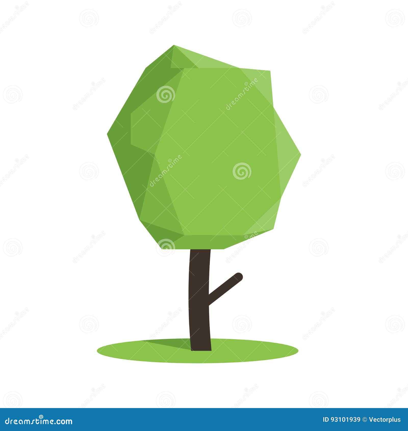 Stylized Low Poly Polygon Green Tree Illustration Stock Illustration ...