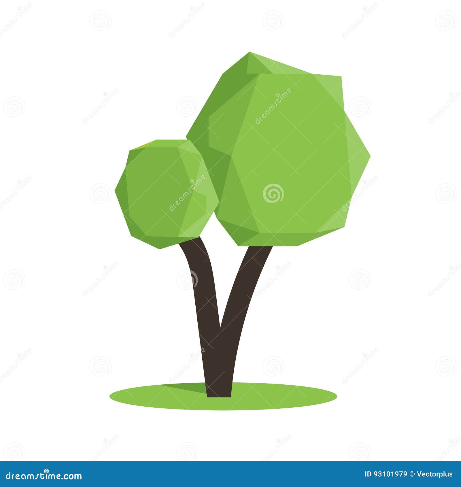 Stylized Low Poly Polygon Green Tree Illustration Stock Illustration ...