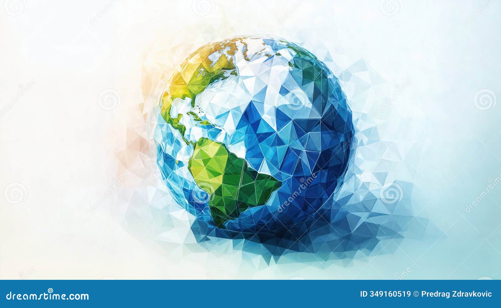 Stylized, Low Poly Rendering of the Earth Stock Illustration ...