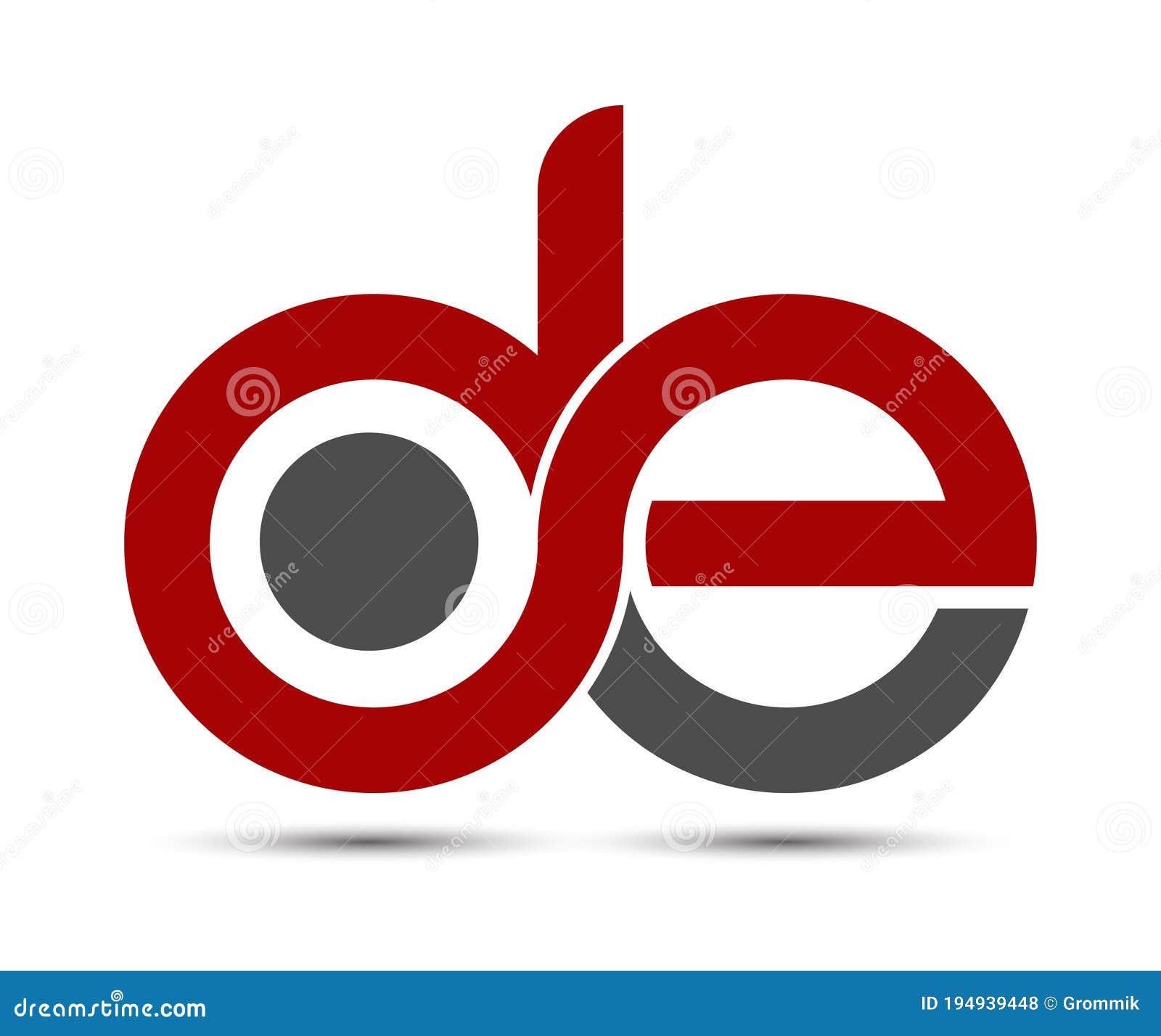 Stylized Lowercase Letters D and E are Linked by a Single Line for a ...